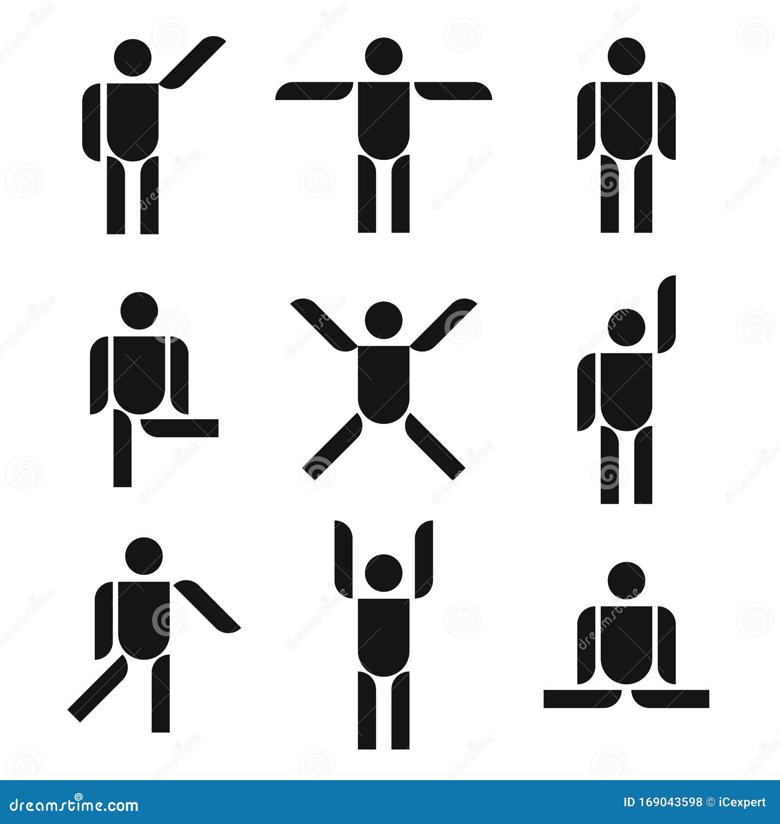 Basic Posture People Sitting Standing Icon Sign Symbol Pictogram Vector ...