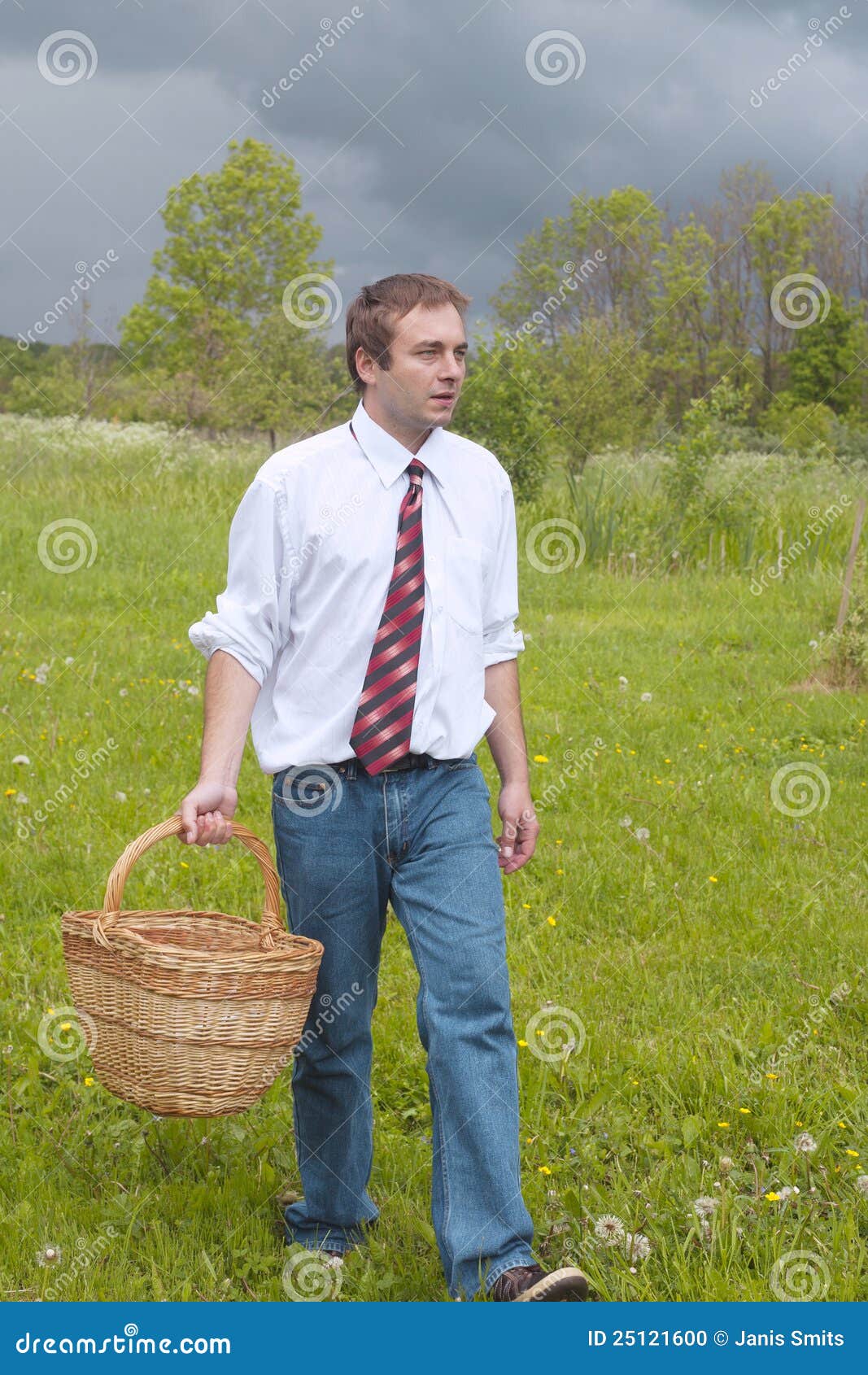 Man and basket. stock photo. Image of leisure, young - 25121600