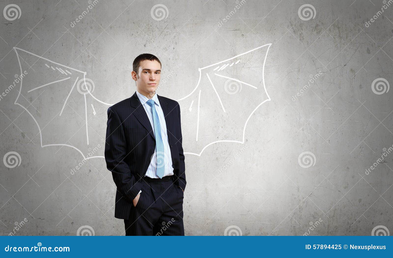 Man with bat wings stock image. Image of inspiration - 57894425