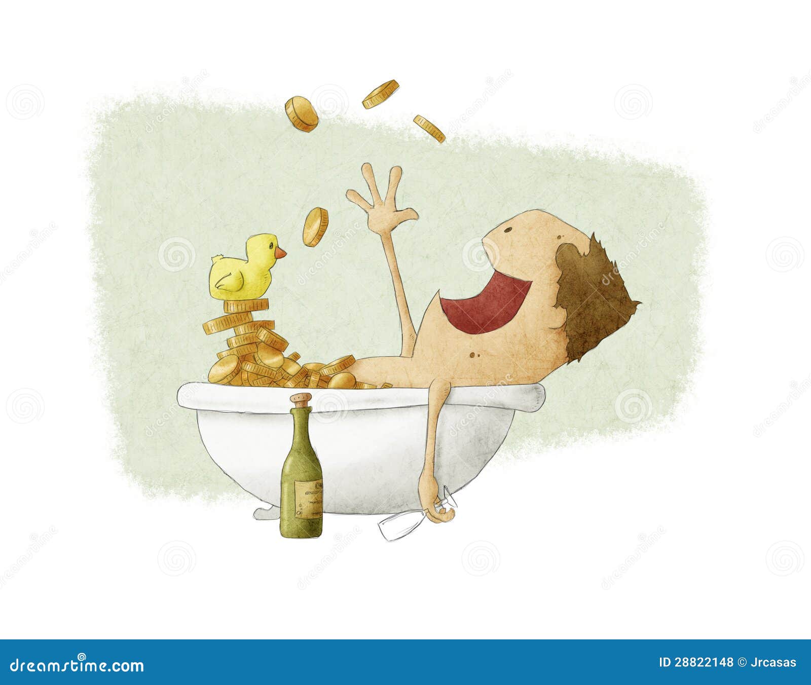 Man bathing in money stock illustration. Illustration of golden - 28822148