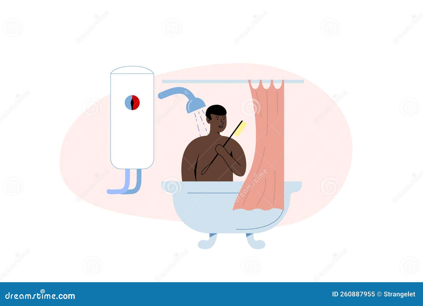 Man Bathing Scene. Flat Vector Stock Vector - Illustration of bathing ...