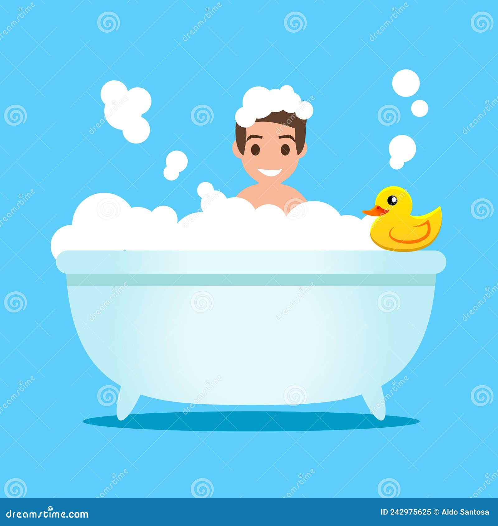 Man Bathing Vector Cartoon Illustration Stock Vector - Illustration of ...