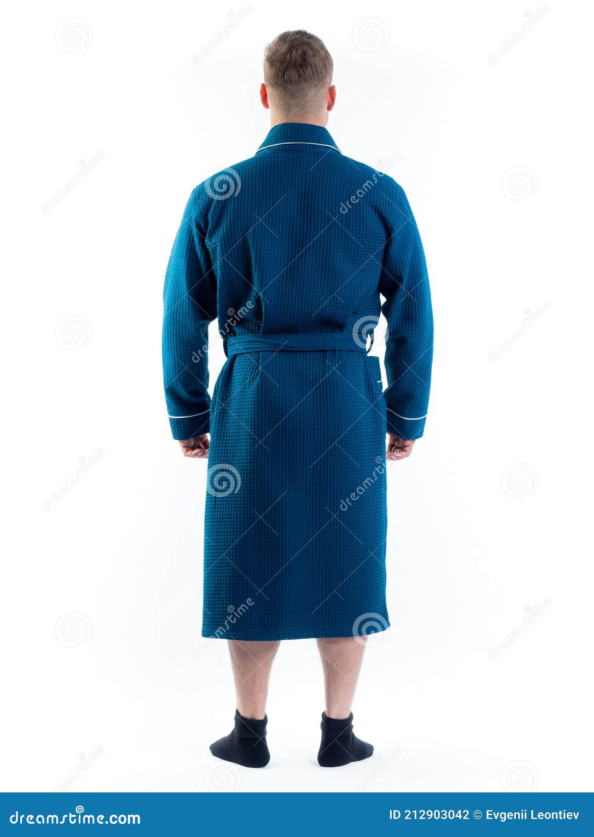 Man in a Bathrobe from the Back on an Isolated White Background Stock ...