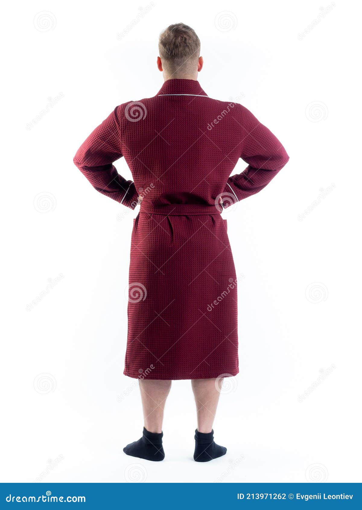Man in a Bathrobe from the Back on an Isolated White Background Stock ...