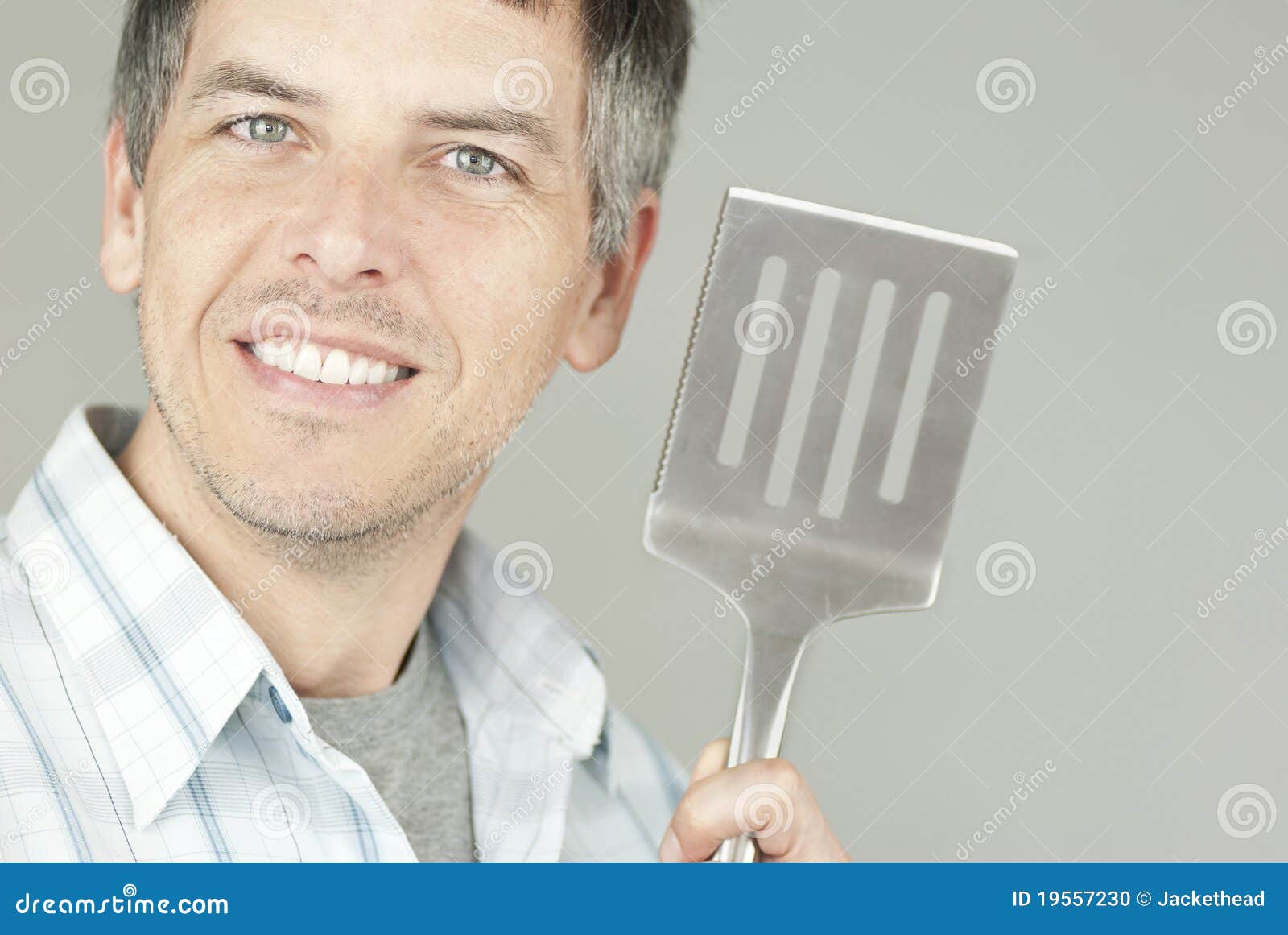 Man with BBQ Flipper stock photo. Image of meat, barbecue - 19557230
