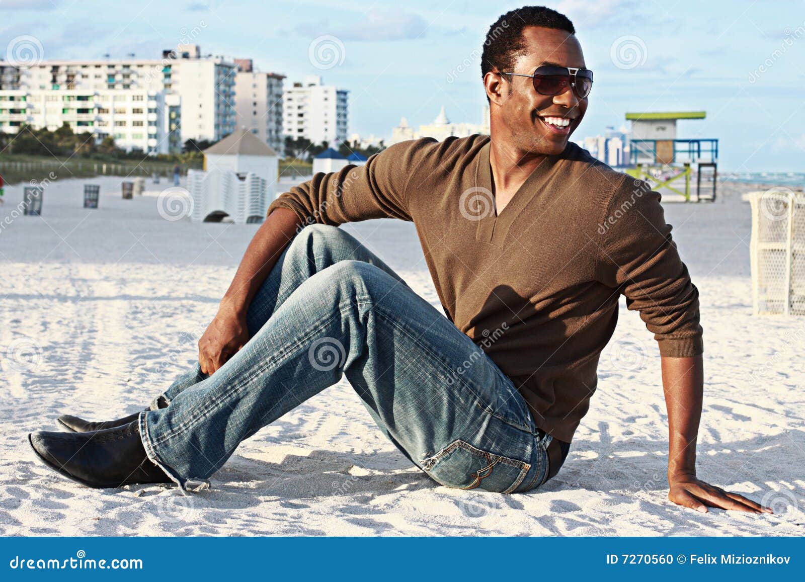 Man on the beach stock photo. Image of posing, shoulder - 7270560