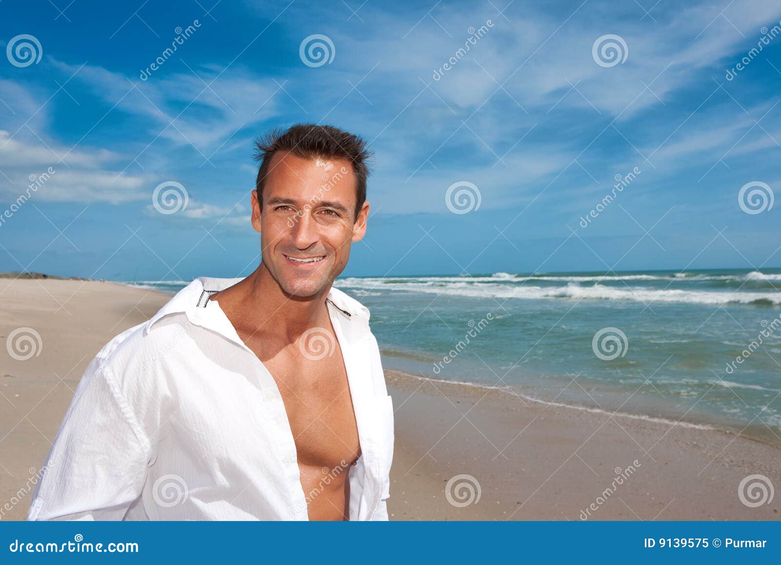 Man at the beach stock image. Image of beach, attractive - 9139575
