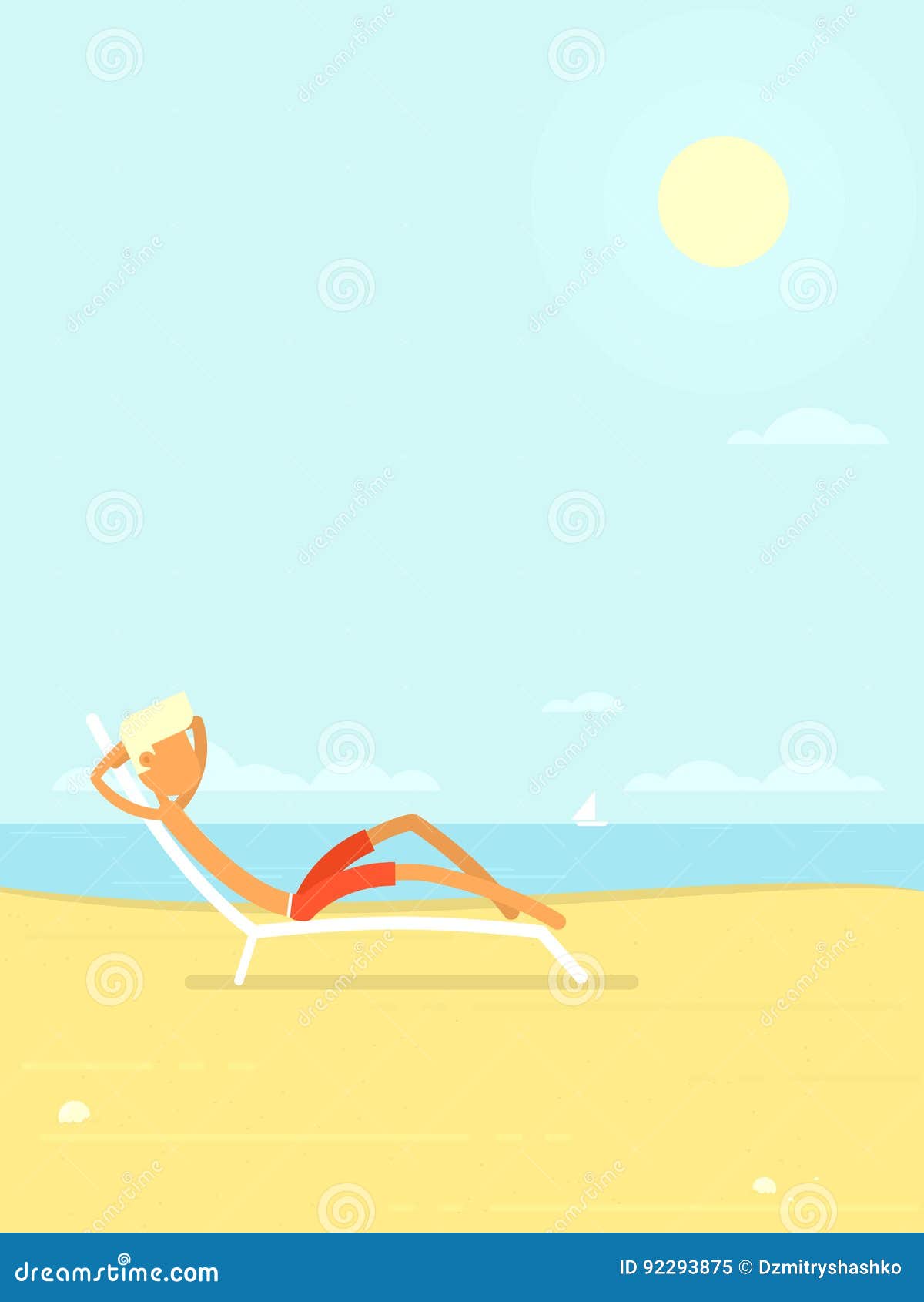 Man on beach chair stock vector. Illustration of deckchair - 92293875