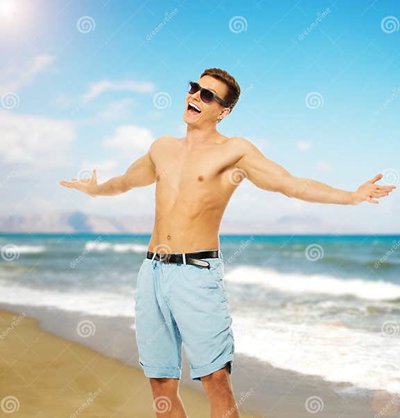 Man on a beach stock photo. Image of water, ocean, relax - 40257314