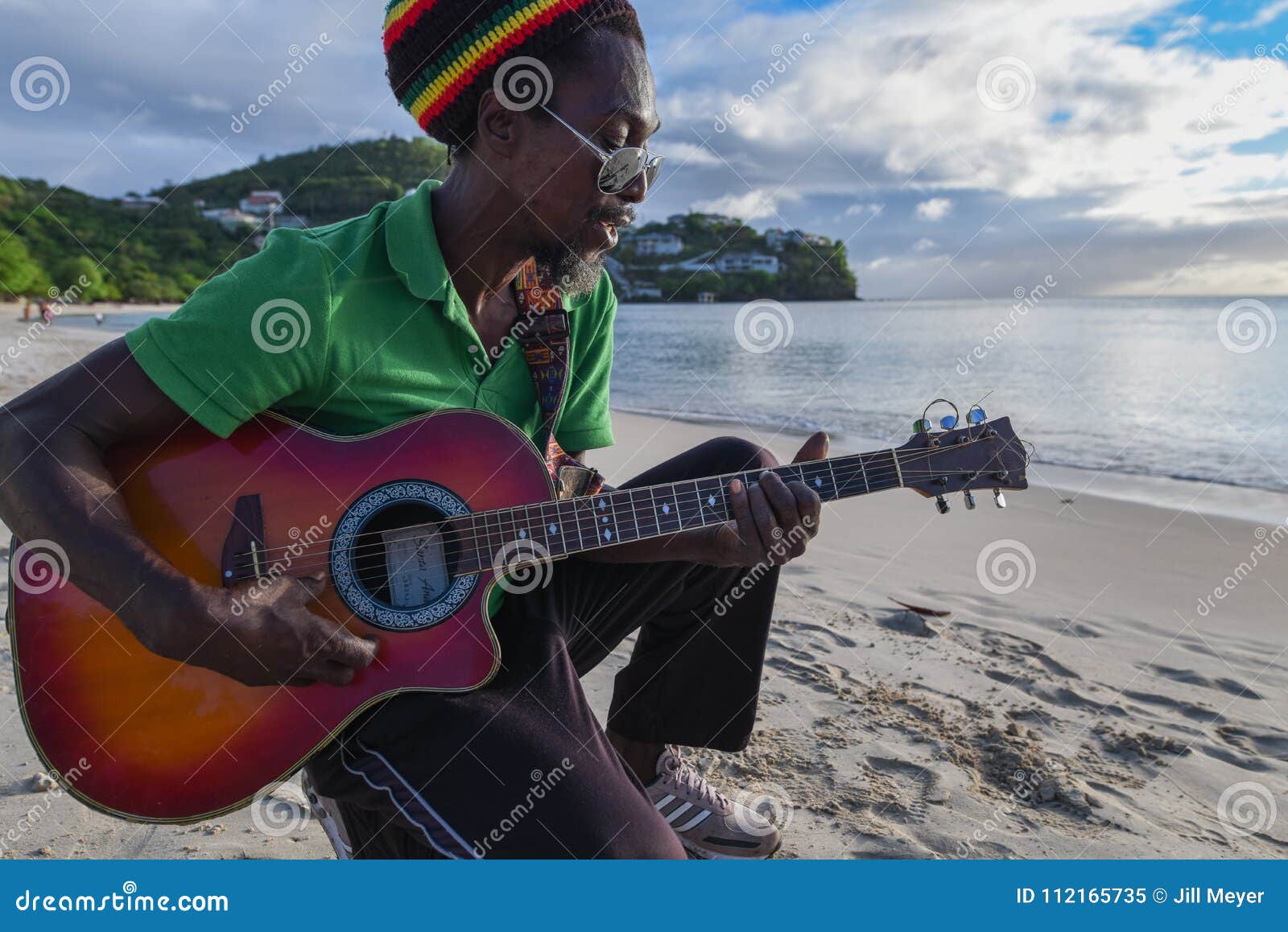 Man on the Beach in Grenada Playing Guitar Editorial Image - Image of ...