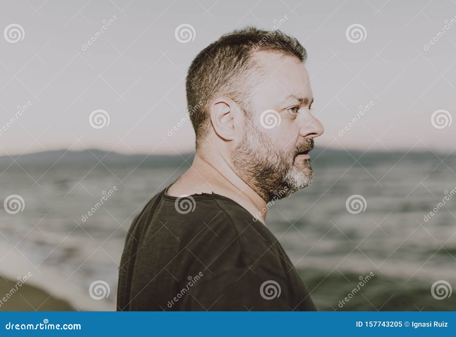 Man on the Beach . Relaxing Time Stock Image - Image of peaceful ...