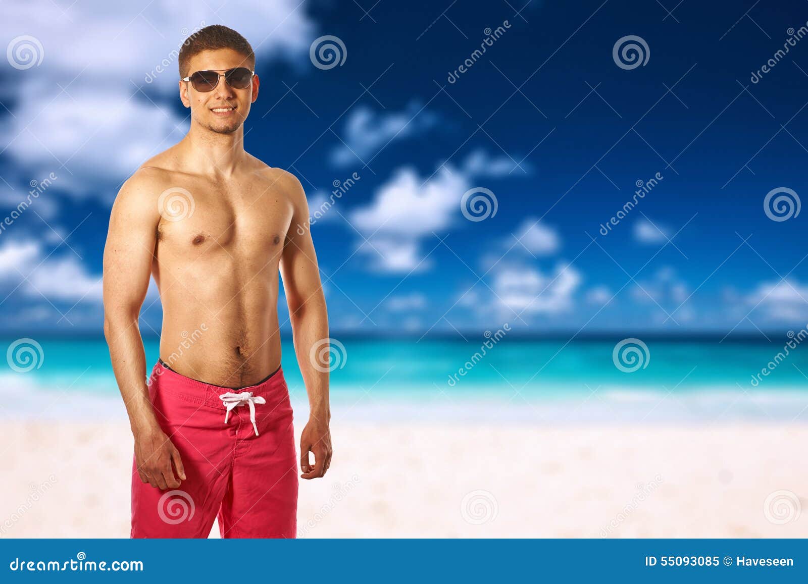 Man on beach at Seychelles stock image. Image of seychelles - 55093085