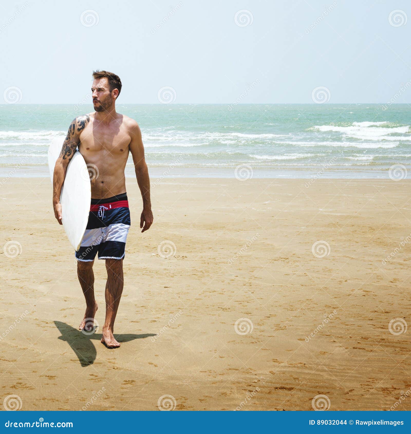 Man Beach Summer Holiday Vacation Surfing Concept Stock Photo - Image ...