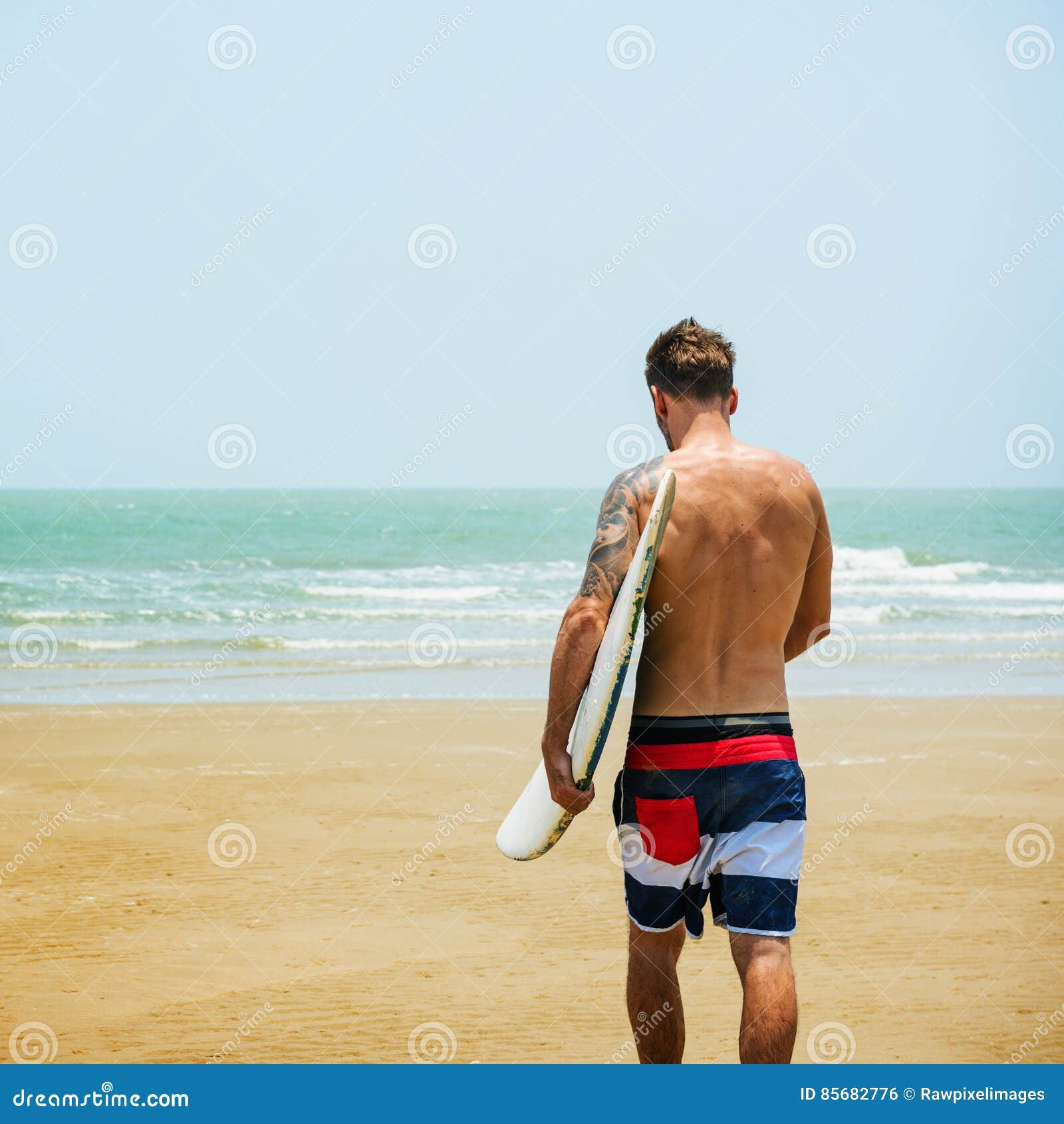 Man Beach Summer Holiday Vacation Surfing Concept Stock Photo - Image ...