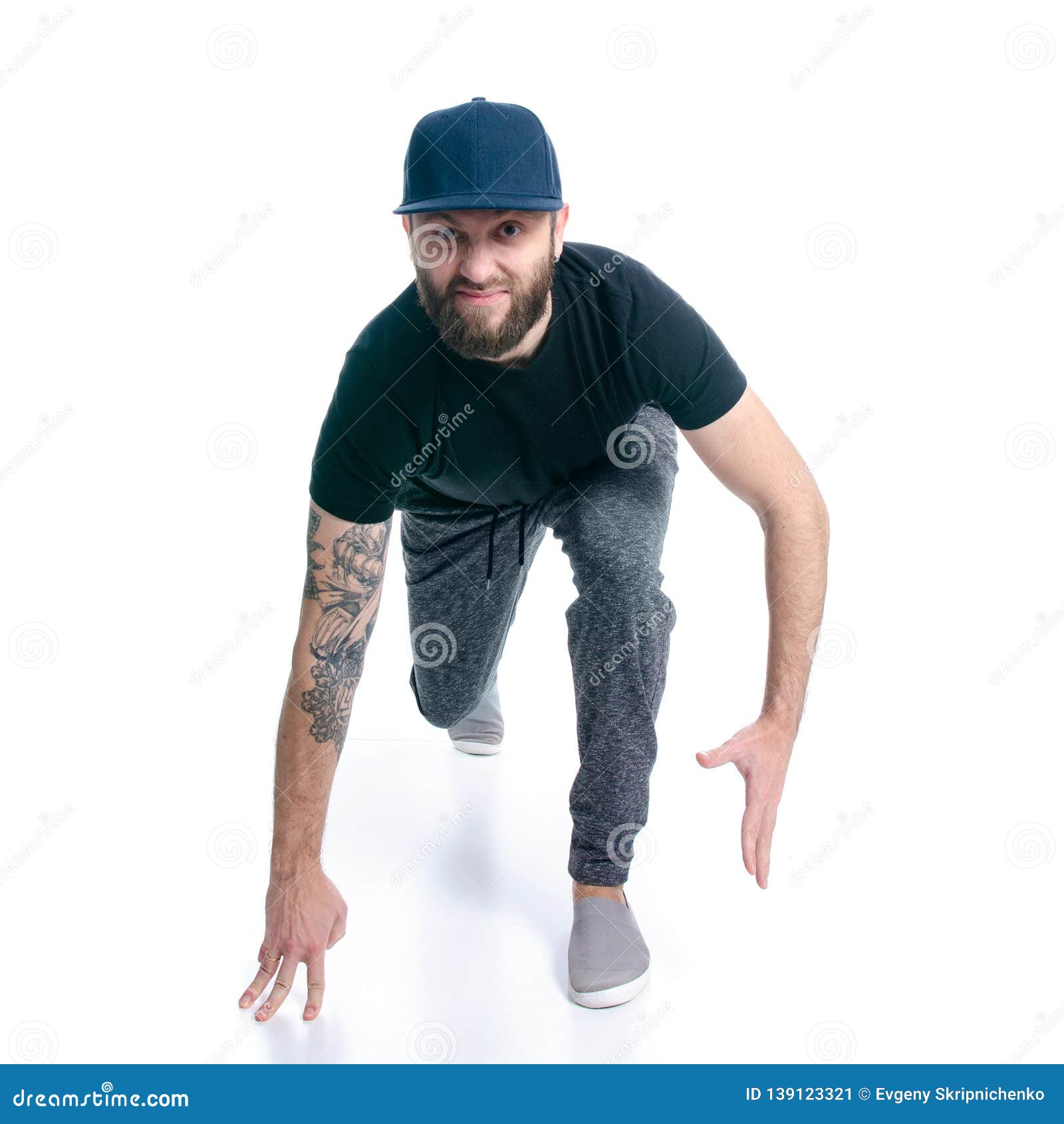 Man with beard cap run stock image. Image of attractive - 139123321