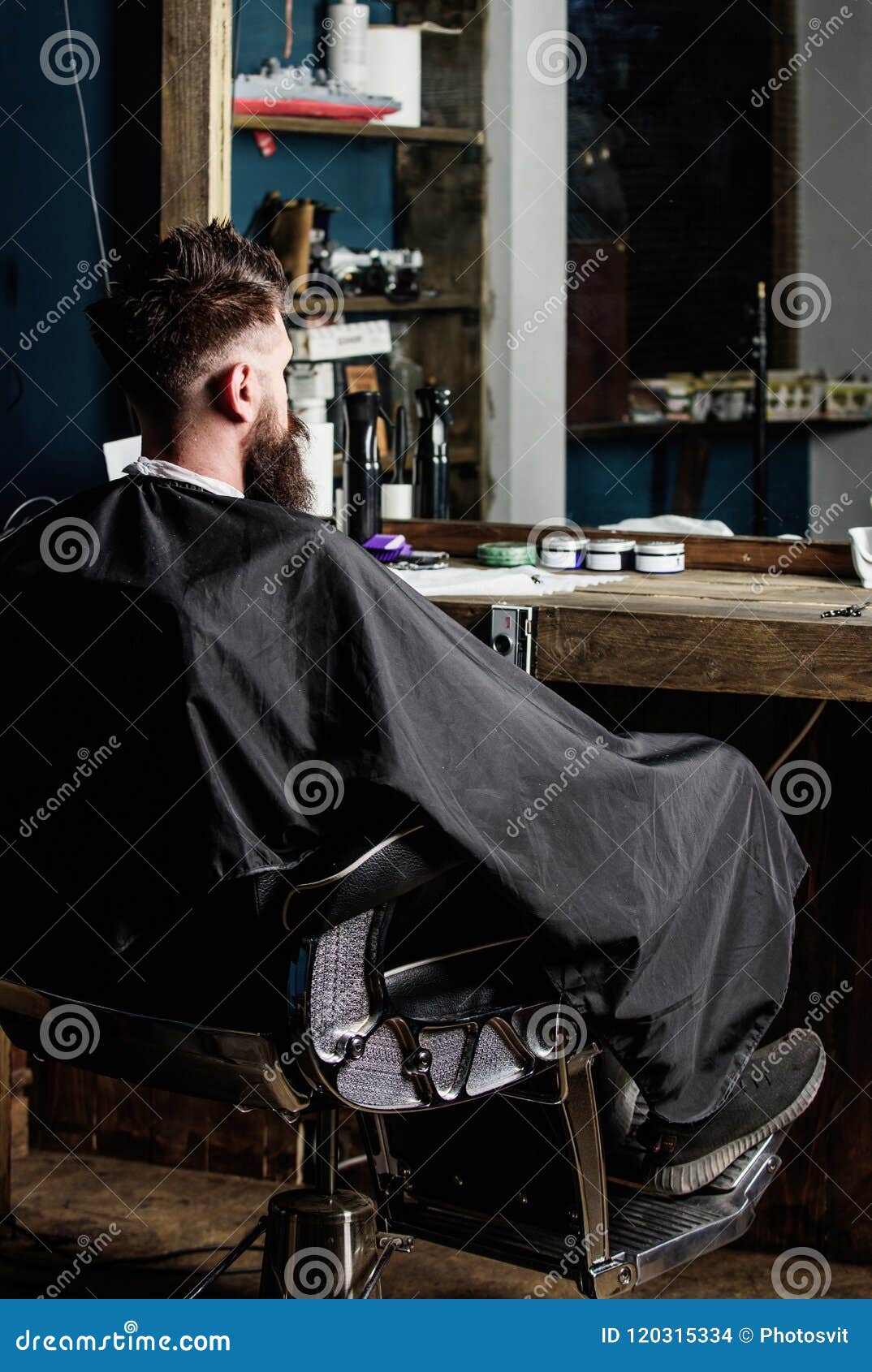 Man with Beard Client of Hipster Barbershop. Hipster with Beard Waits ... Man with Beard Client of Hipster Barbershop. Hipster with Beard Waits ...