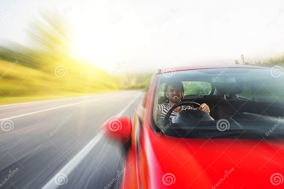 Man with a Beard Driving a Car. Stock Photo - Image of male, happy ...