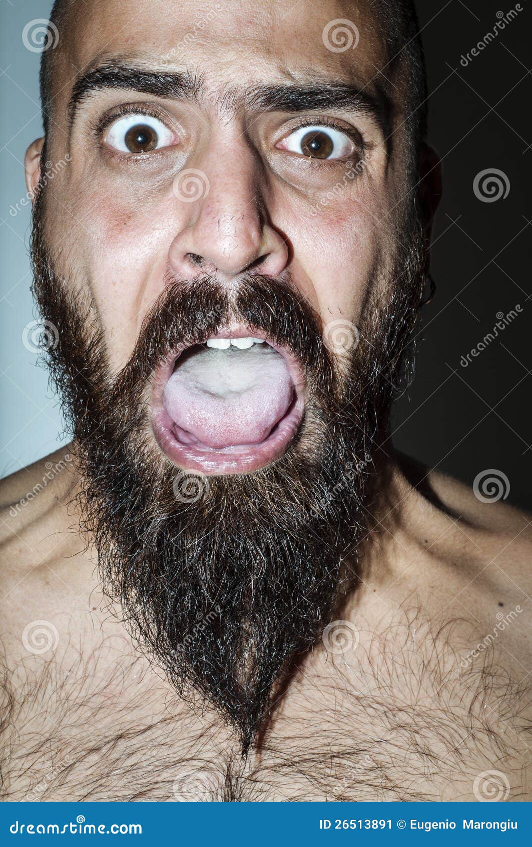 Man with Beard with Frightening Expressions Stock Image - Image of ...