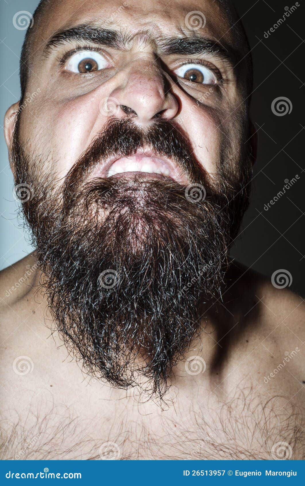 Man with Beard with Frightening Expressions Stock Image - Image of ...