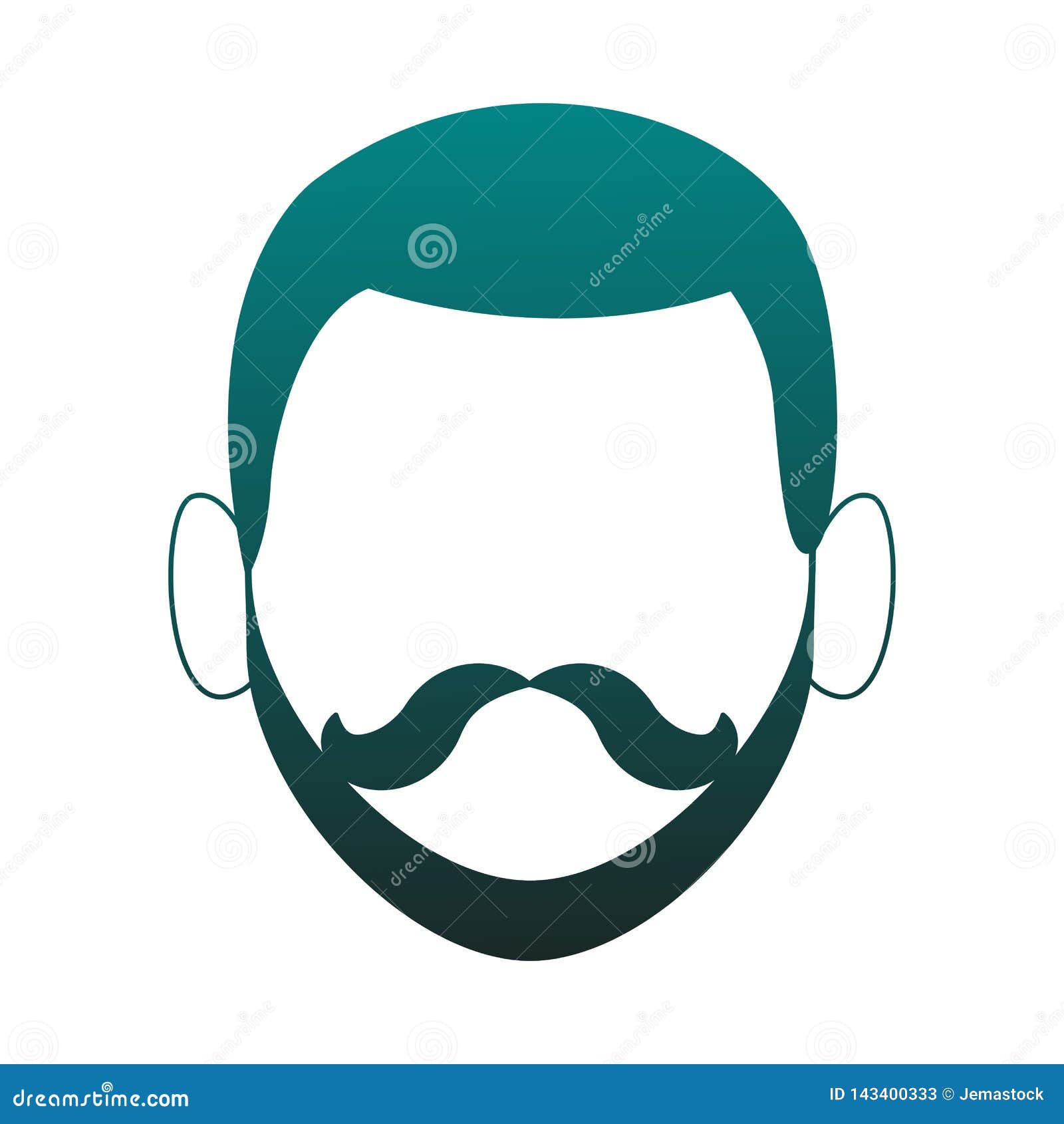 Man With Beard Head Faceless In Blue Lines Stock Vector Illustration