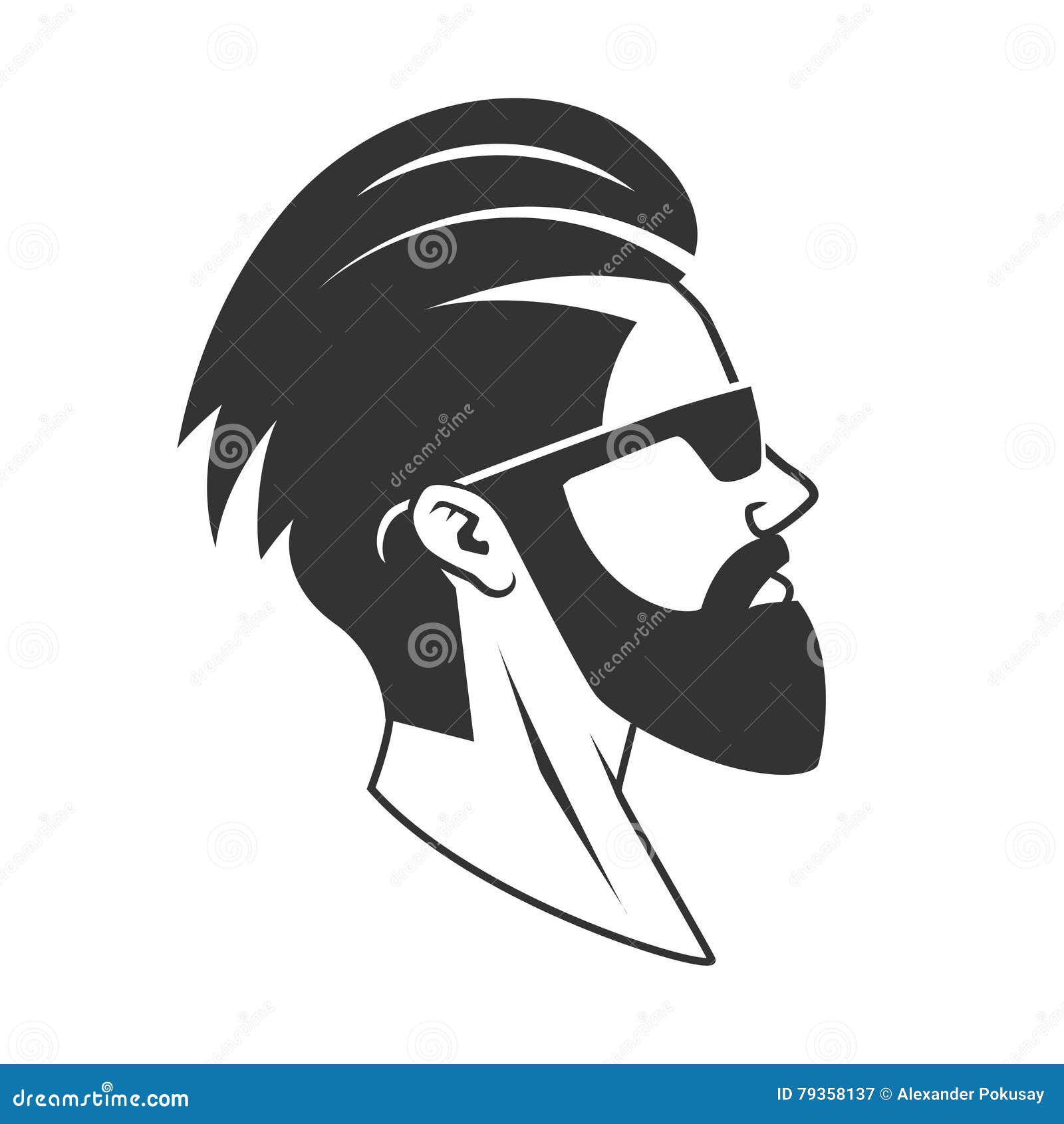 Man With Beard Hipster Barbershop Vector Emblem Stock Vector