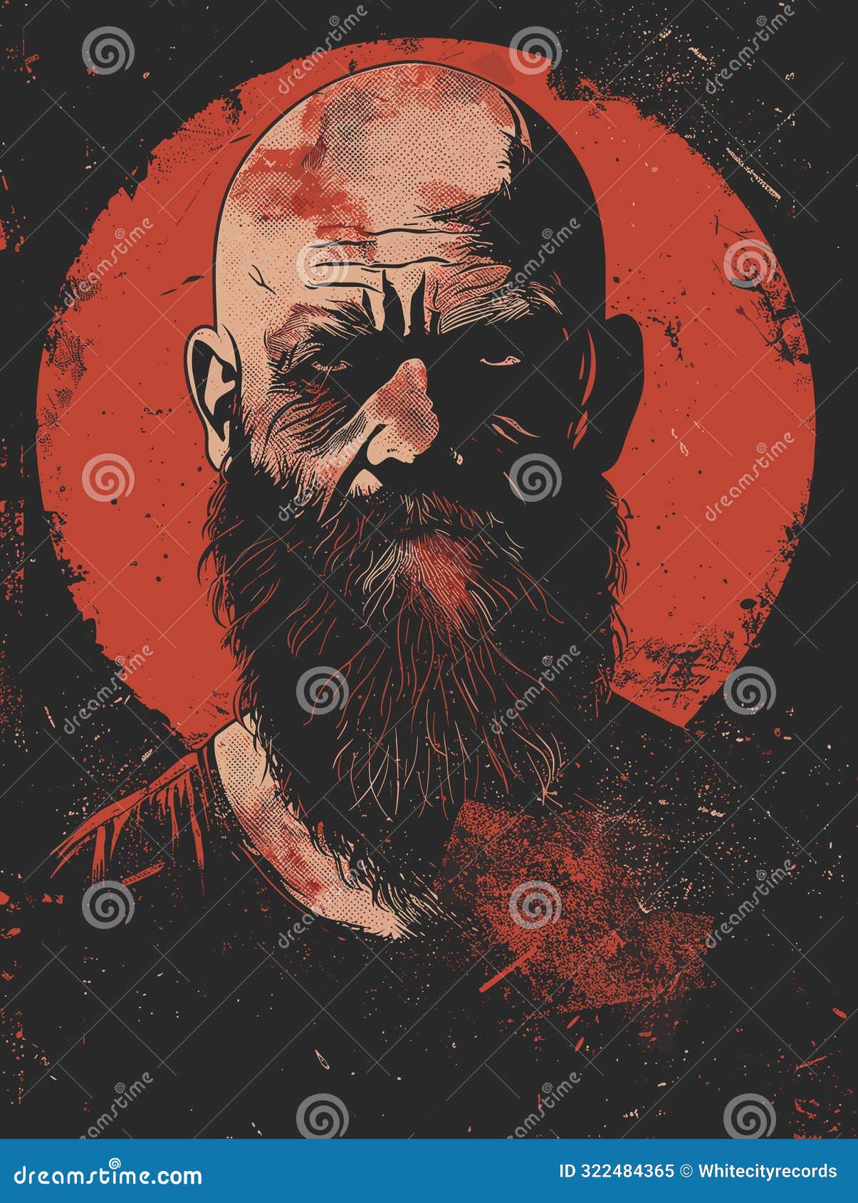 A Man with a Beard and a Red Circle in the Background Stock ...