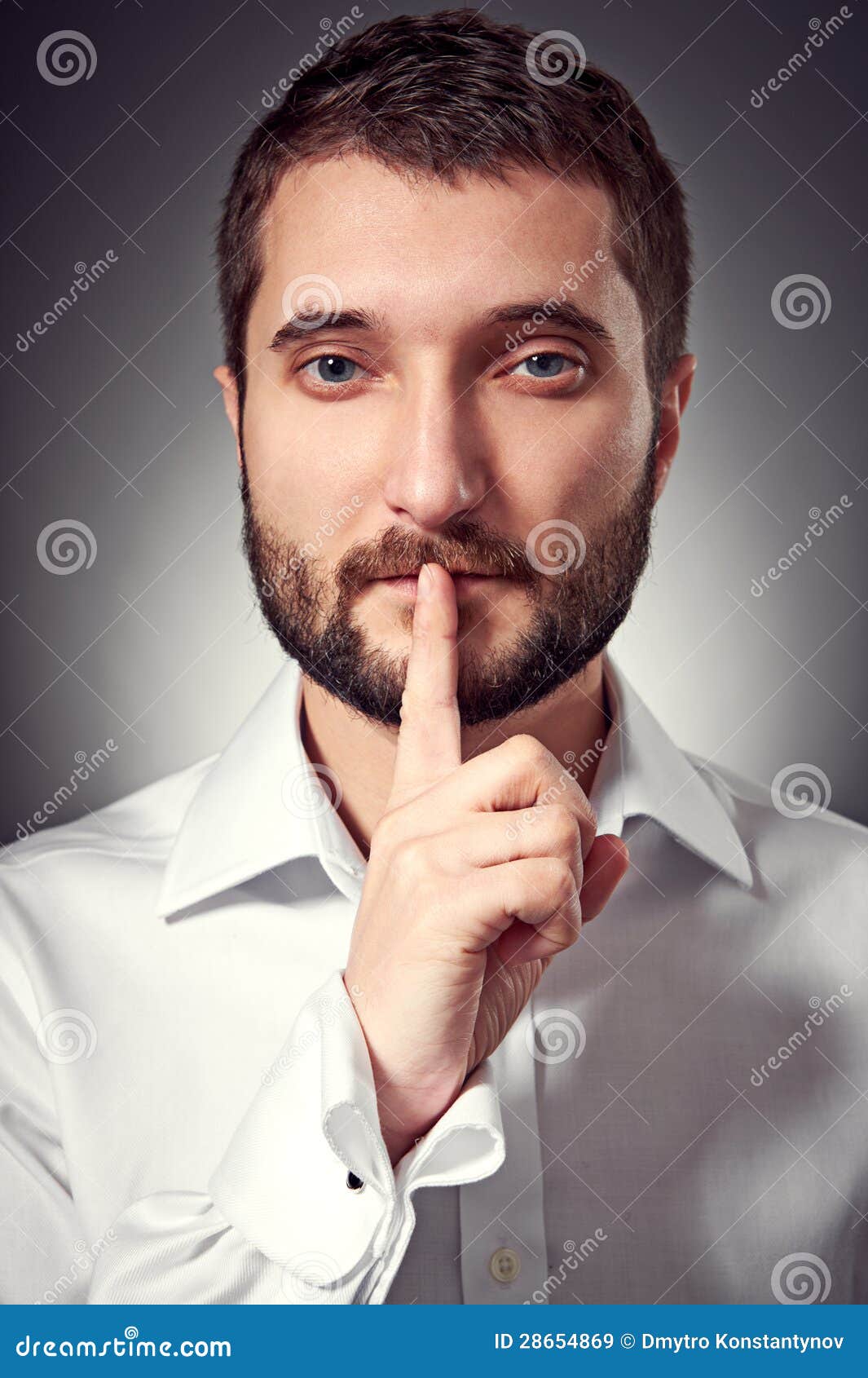Man with Beard Showing Silent Sign Stock Image - Image of gesture ...
