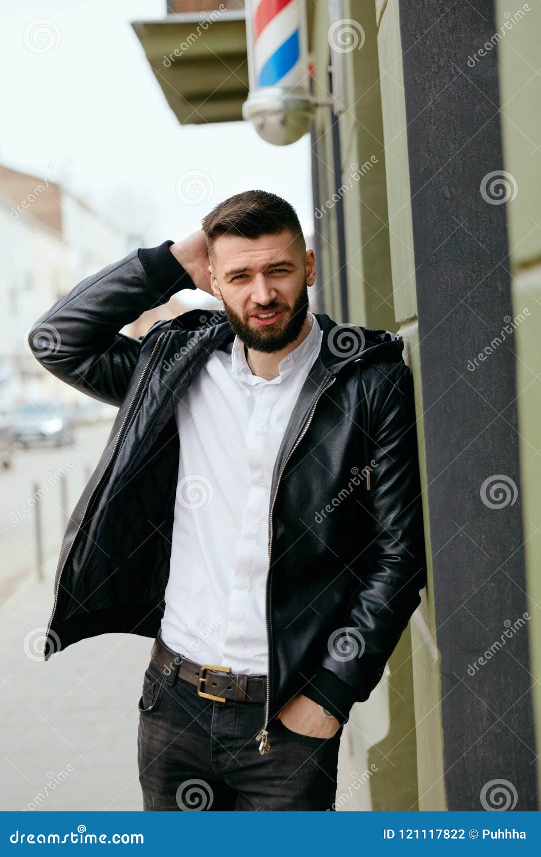 Man with Beard on Street Portrait Stock Photo - Image of hipster, hair ...
