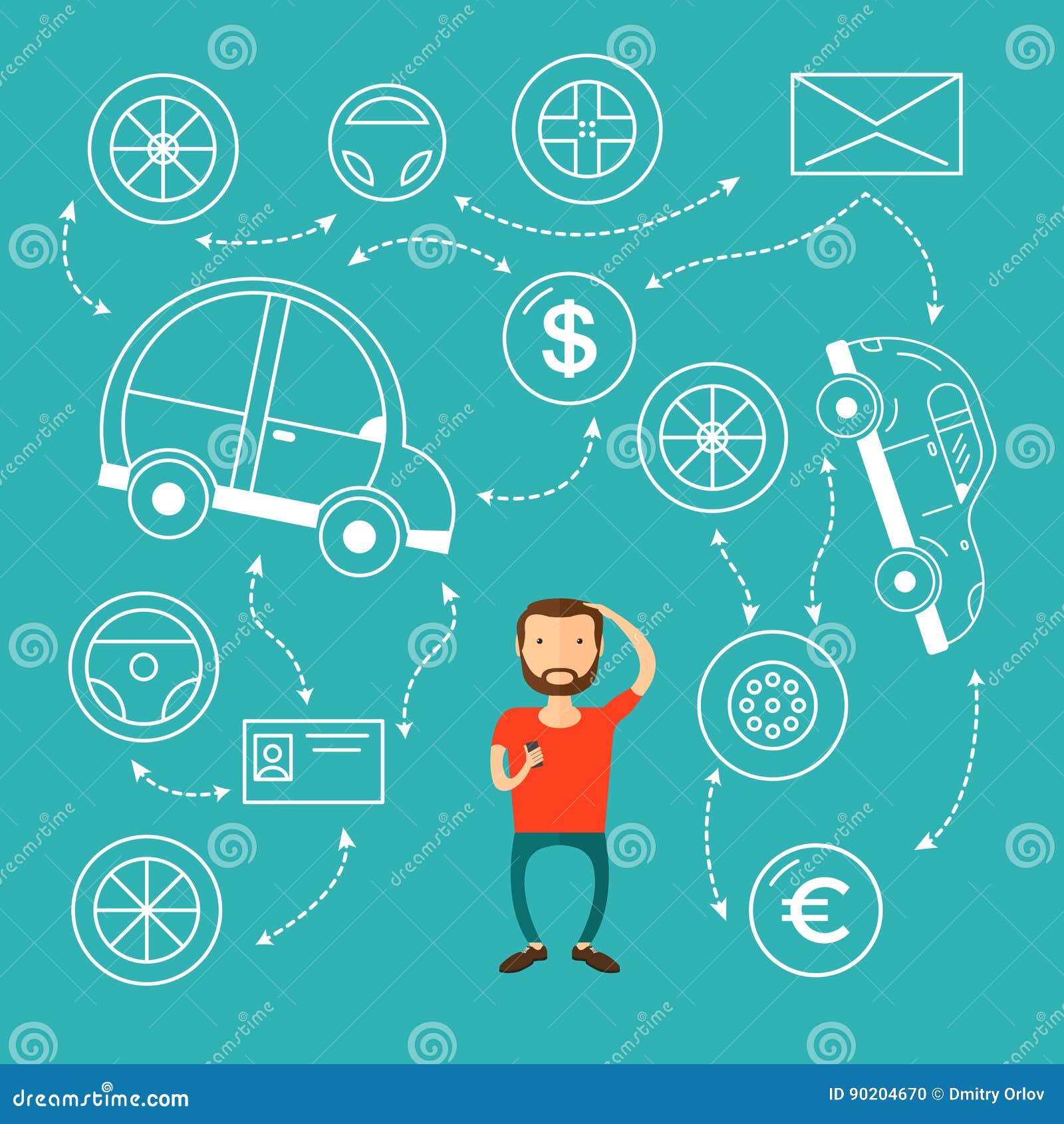 Illustration Of Man Buys A New Car | CartoonDealer.com #60426372