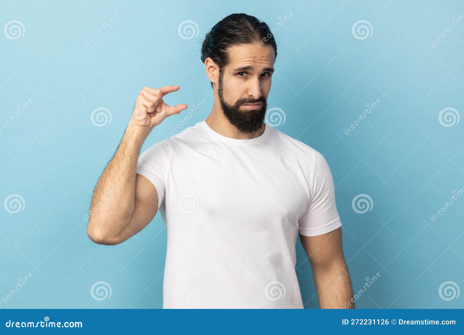 Man Discusses Something Very Small, Shapes Something Very Tiny, Purses ...