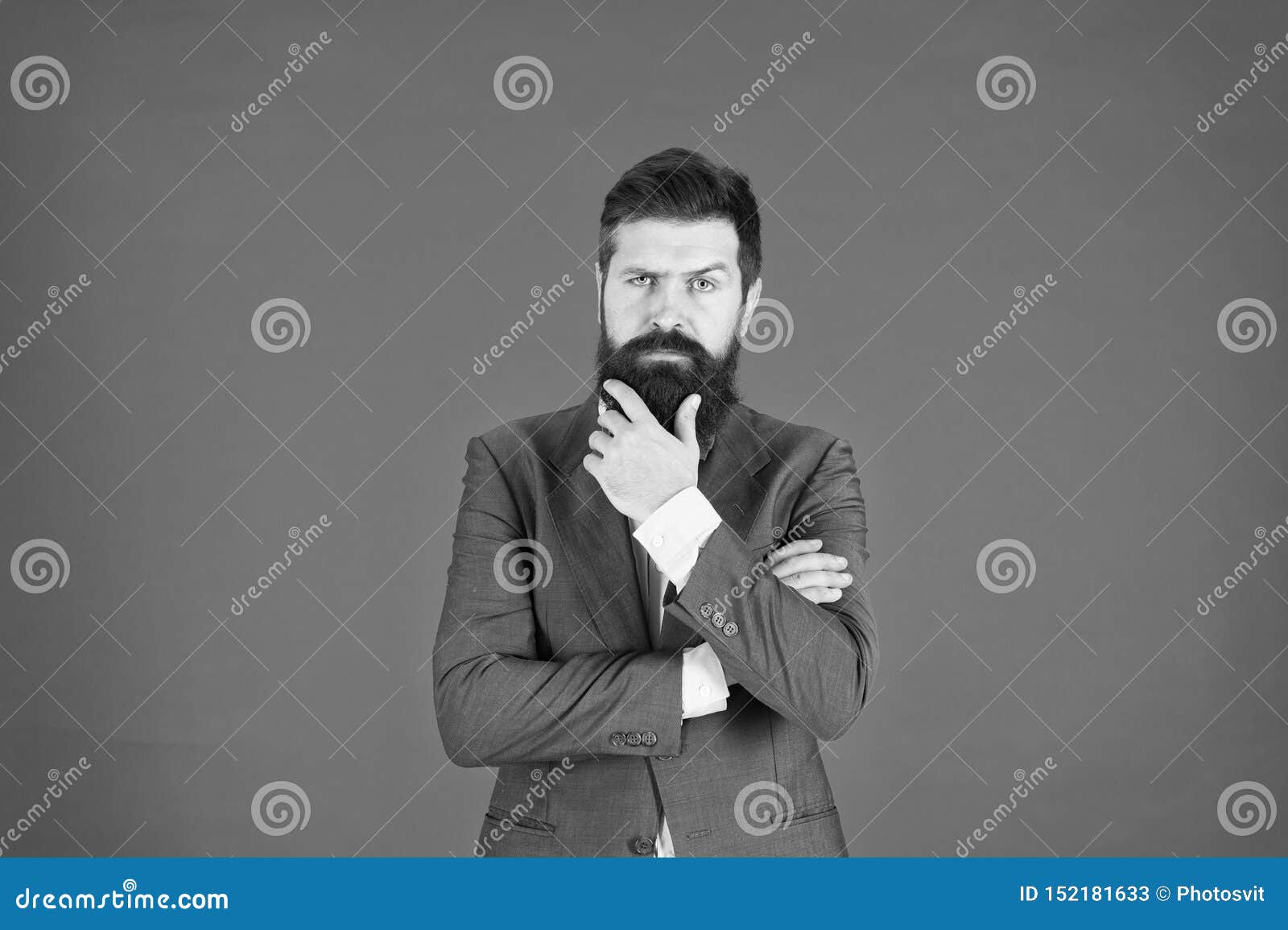 Man Bearded Businessman Thoughtful Face Solving Problem Making Decision ...