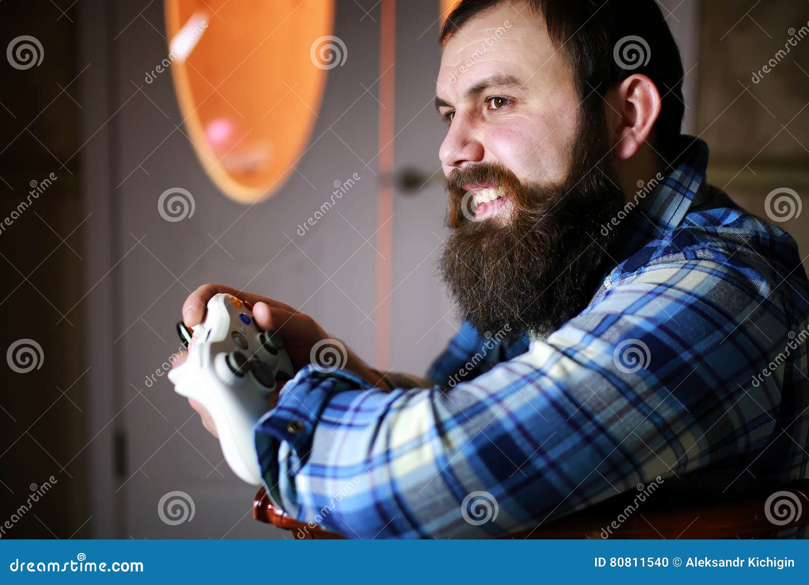 Man Bearded Video Game Play Stock Photo - Image of game, gaming: 80811540