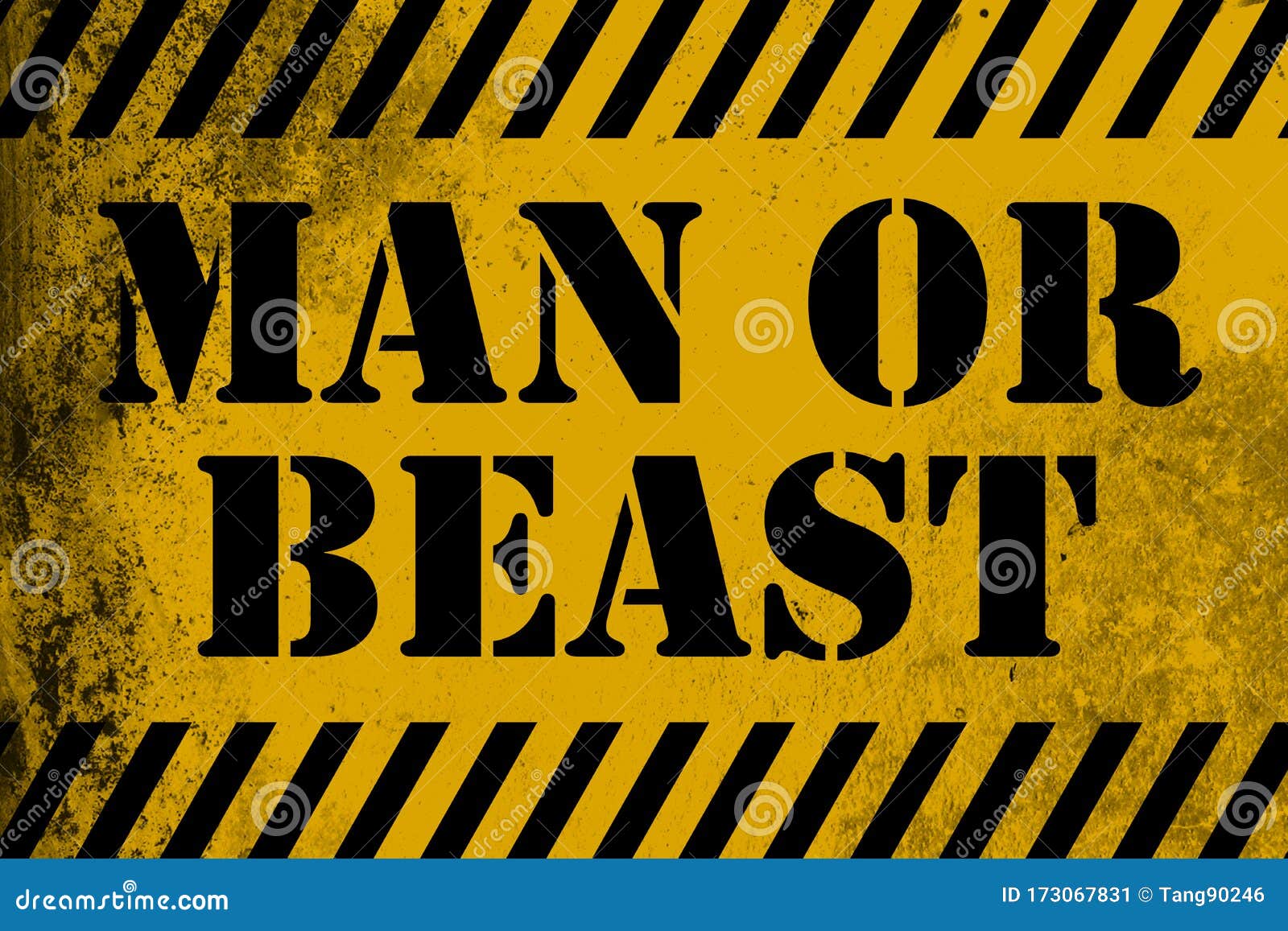 Man or Beast Sign Yellow with Stripes Stock Illustration - Illustration ...