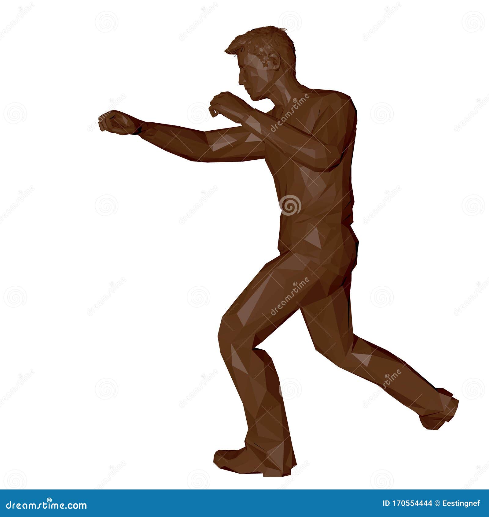 Man Beats a Punch. 3d Low Poly Vector Illustration Stock Vector ...
