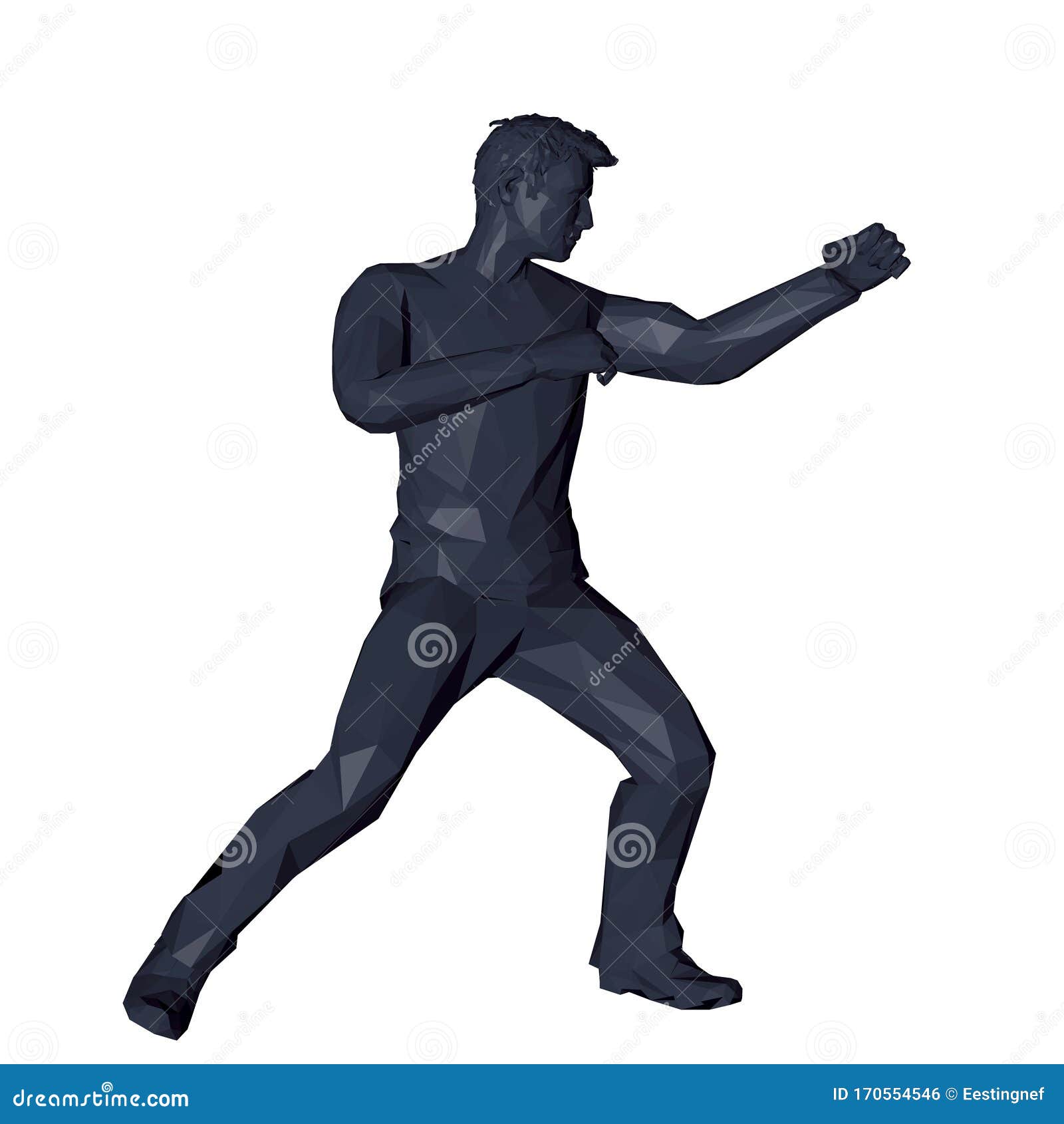 Man Beats a Punch. 3d Low Poly Vector Illustration Stock Vector ...