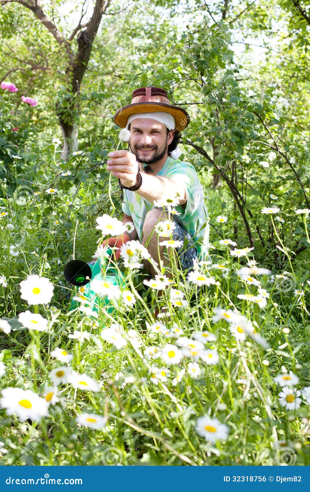 Man in the Beautiful Garden Stock Photo - Image of growing, active ...