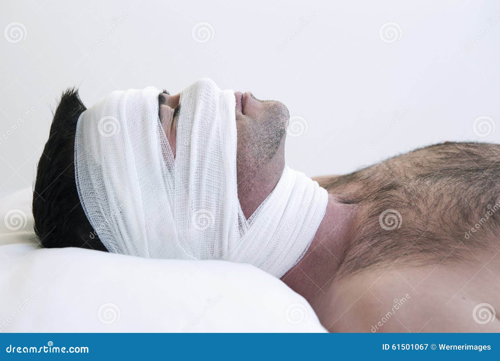 Man in bed with bandages stock image. Image of pain, recovery - 61501067