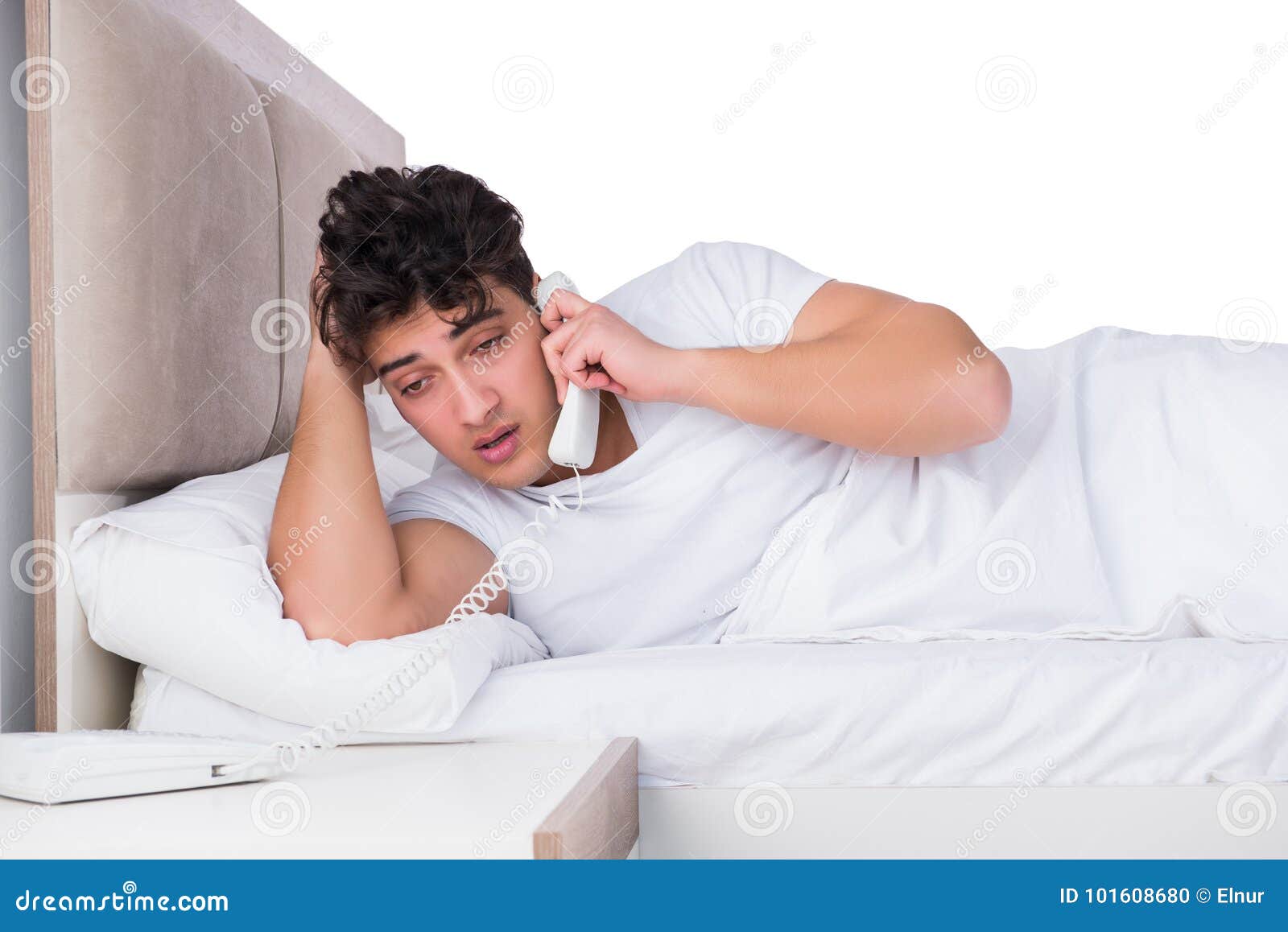 The Man in Bed Suffering from Insomnia Stock Photo - Image of lazy ...