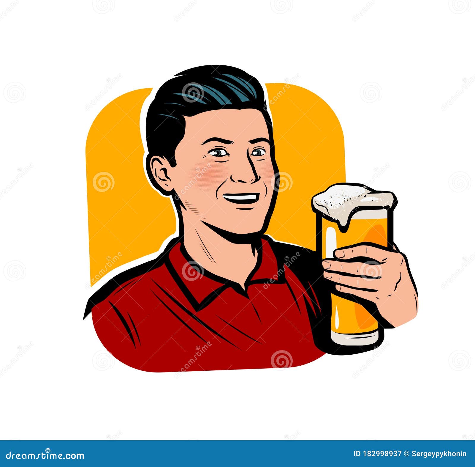 Man with Beer Mug. Retro Comic Pop Art Vector Illustration Stock Vector ...