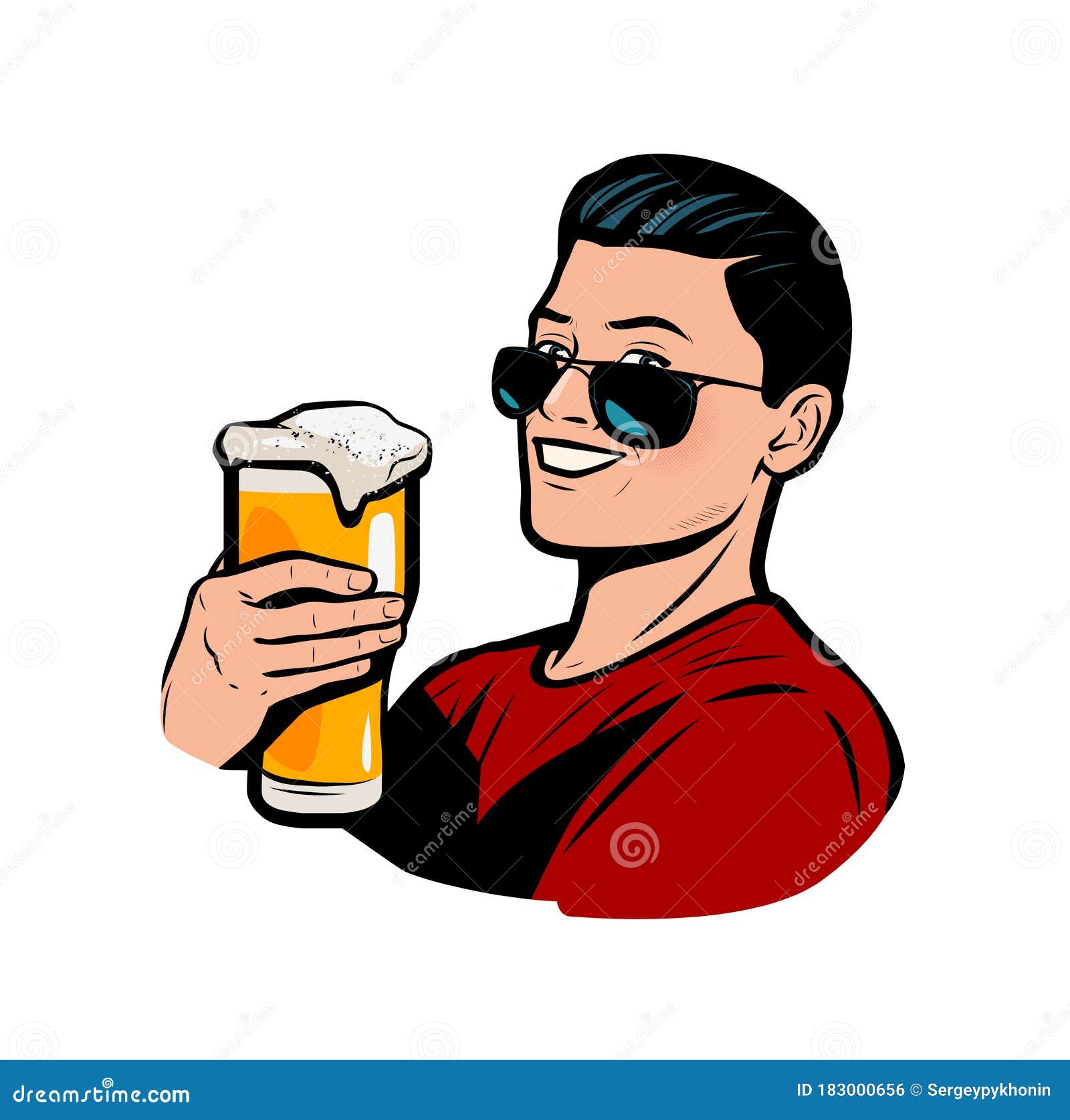 Man with Beer Mug. Retro Comic Pop Art Vector Stock Vector ...