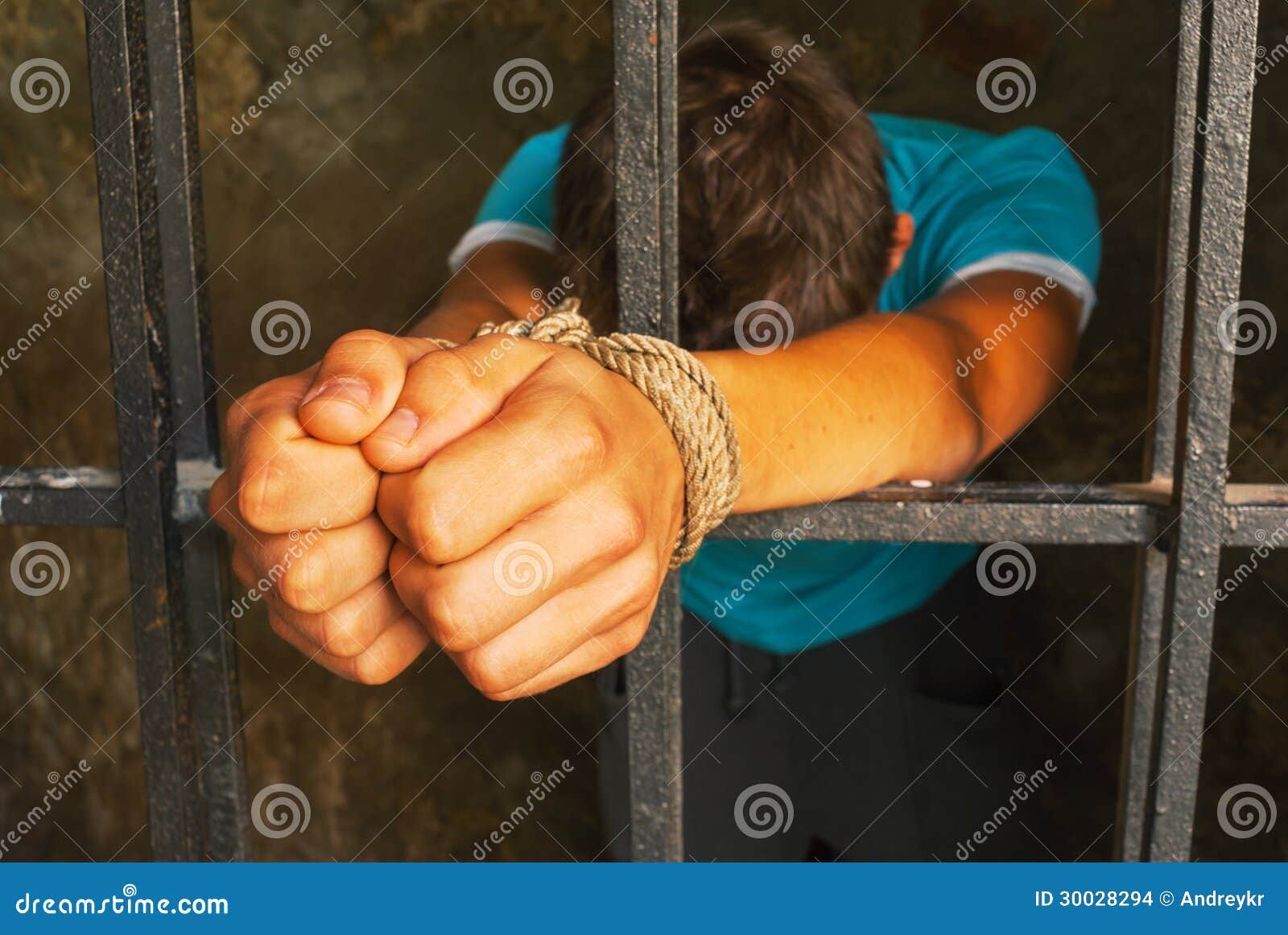 Man with Hands Tied Up with Rope Stock Photo - Image of prisoner, hand ...