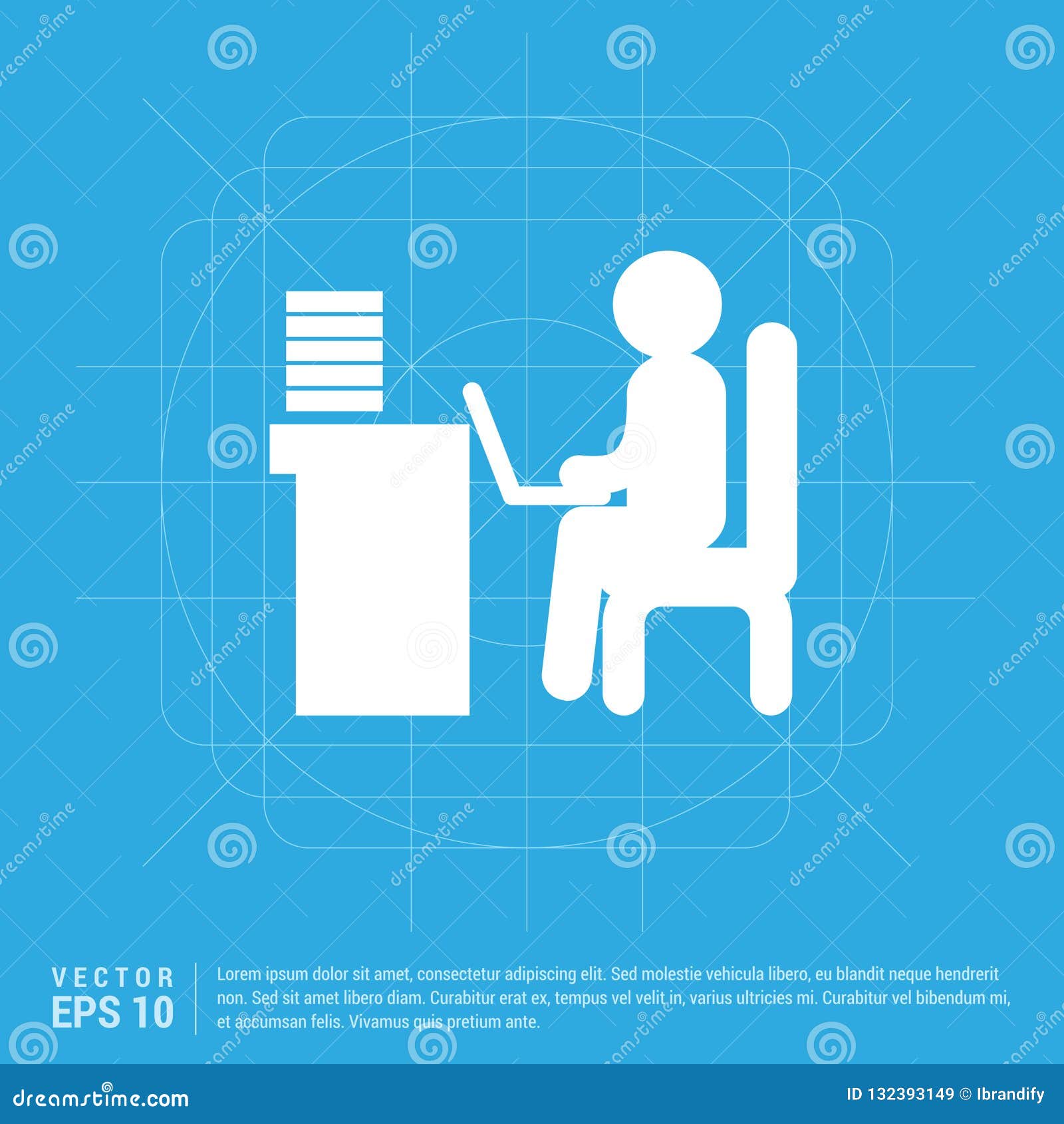 Man Behind the Computer Desk Icon Stock Vector - Illustration of human ...