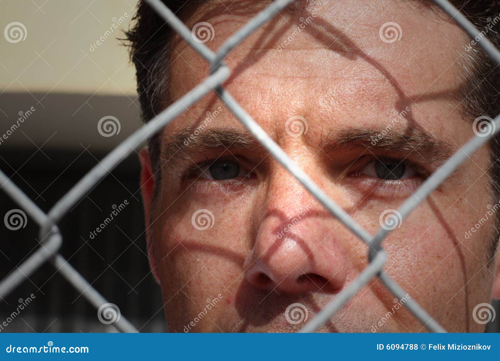 Man Behind a Fence stock photo. Image of link, black, portrait - 6094788