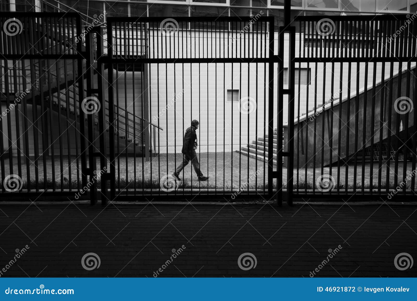 Man behind the fence stock photo. Image of walking, adult - 46921872