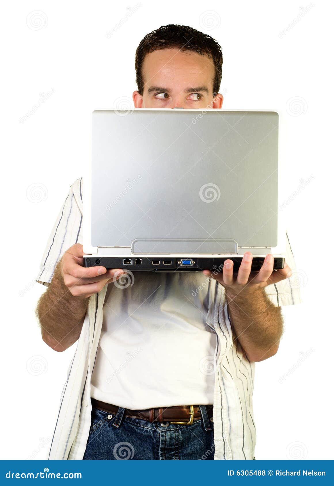 Man Behind Laptop stock photo. Image of holding, white - 6305488