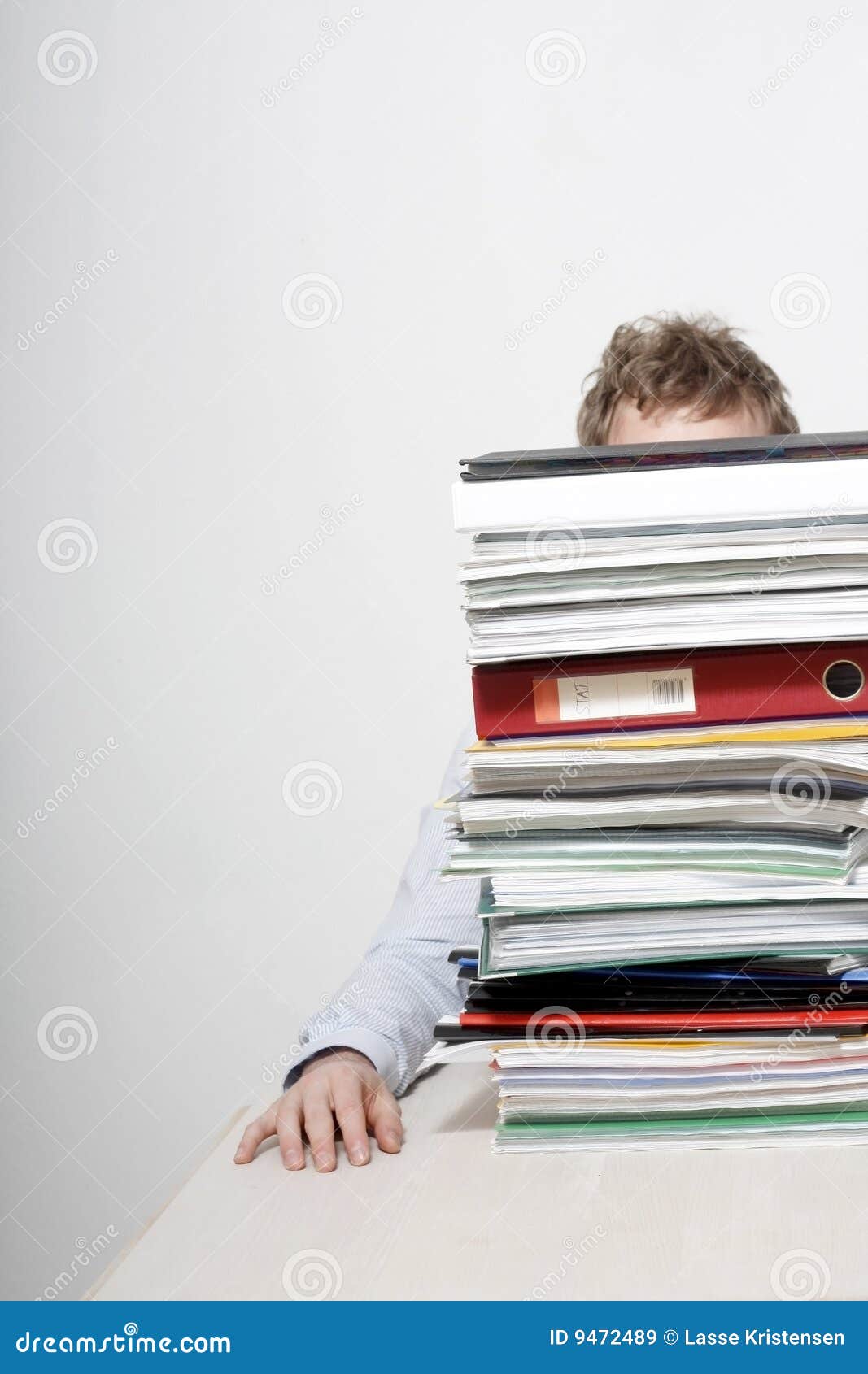 Man behind paperwork stock image. Image of group, binders - 9472489
