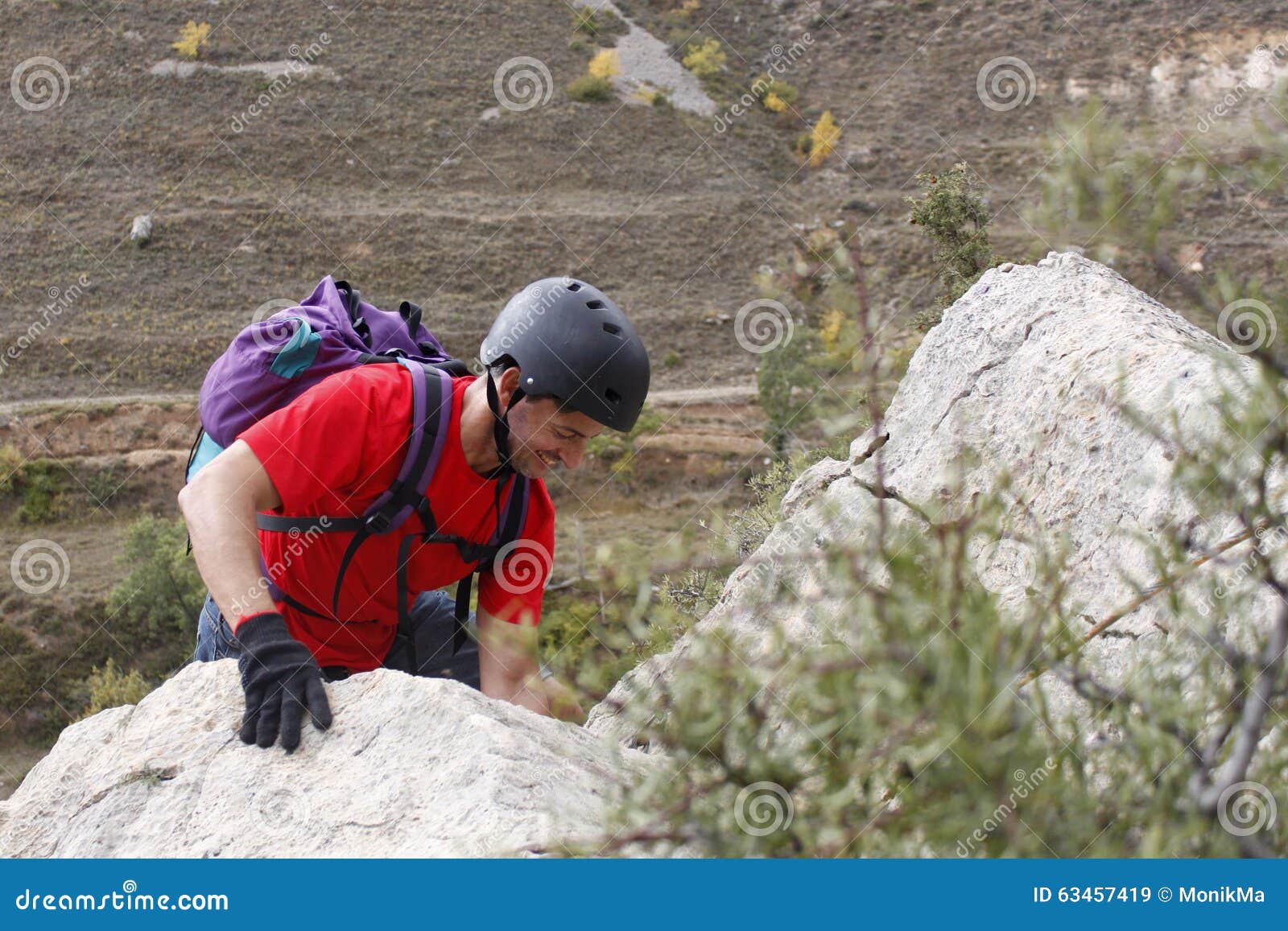 Man Behind a Tree in a Via Ferrata Stock Image - Image of rock, harness ...