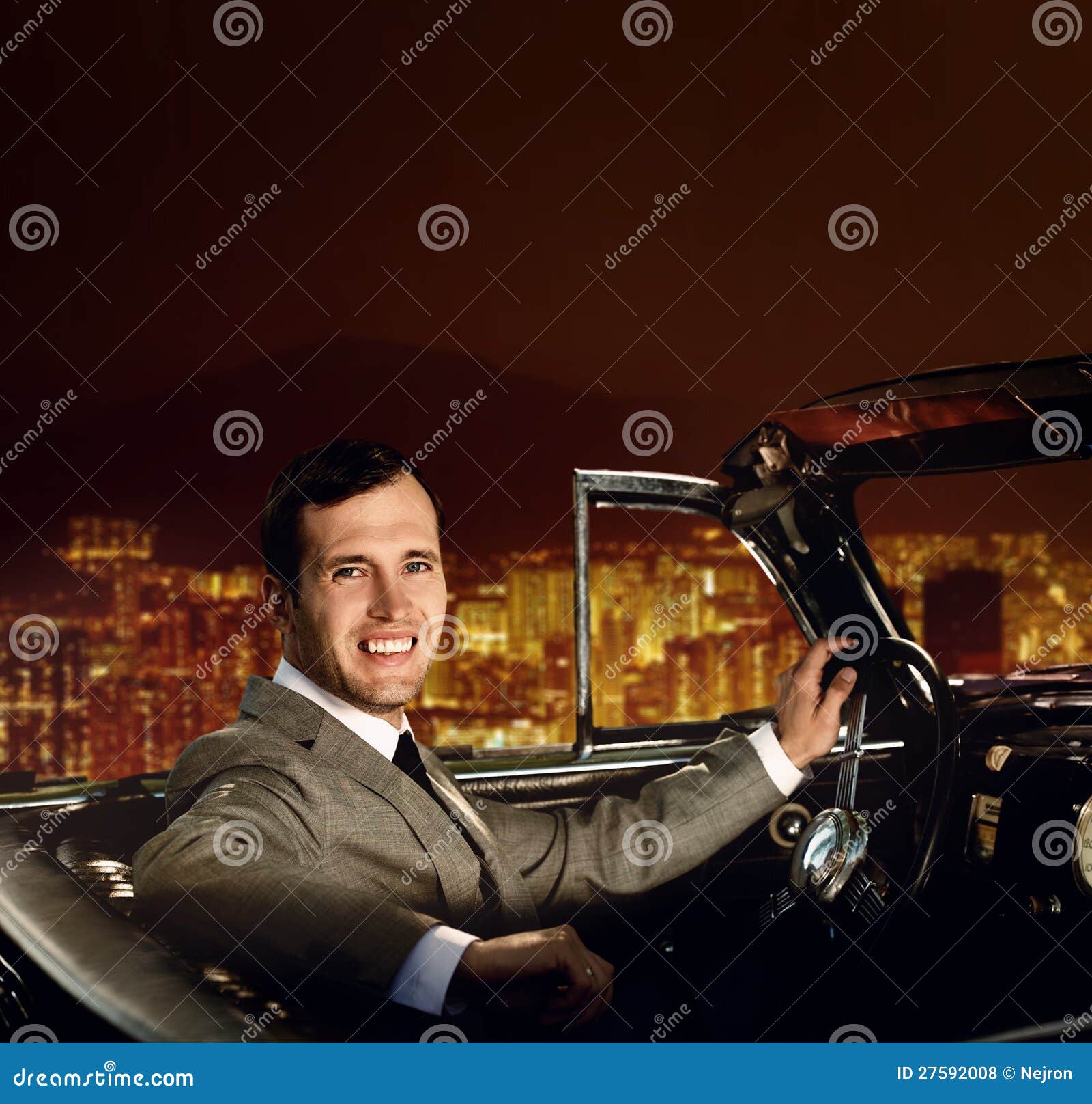 Man behind the wheel stock photo. Image of brunette, brown - 27592008