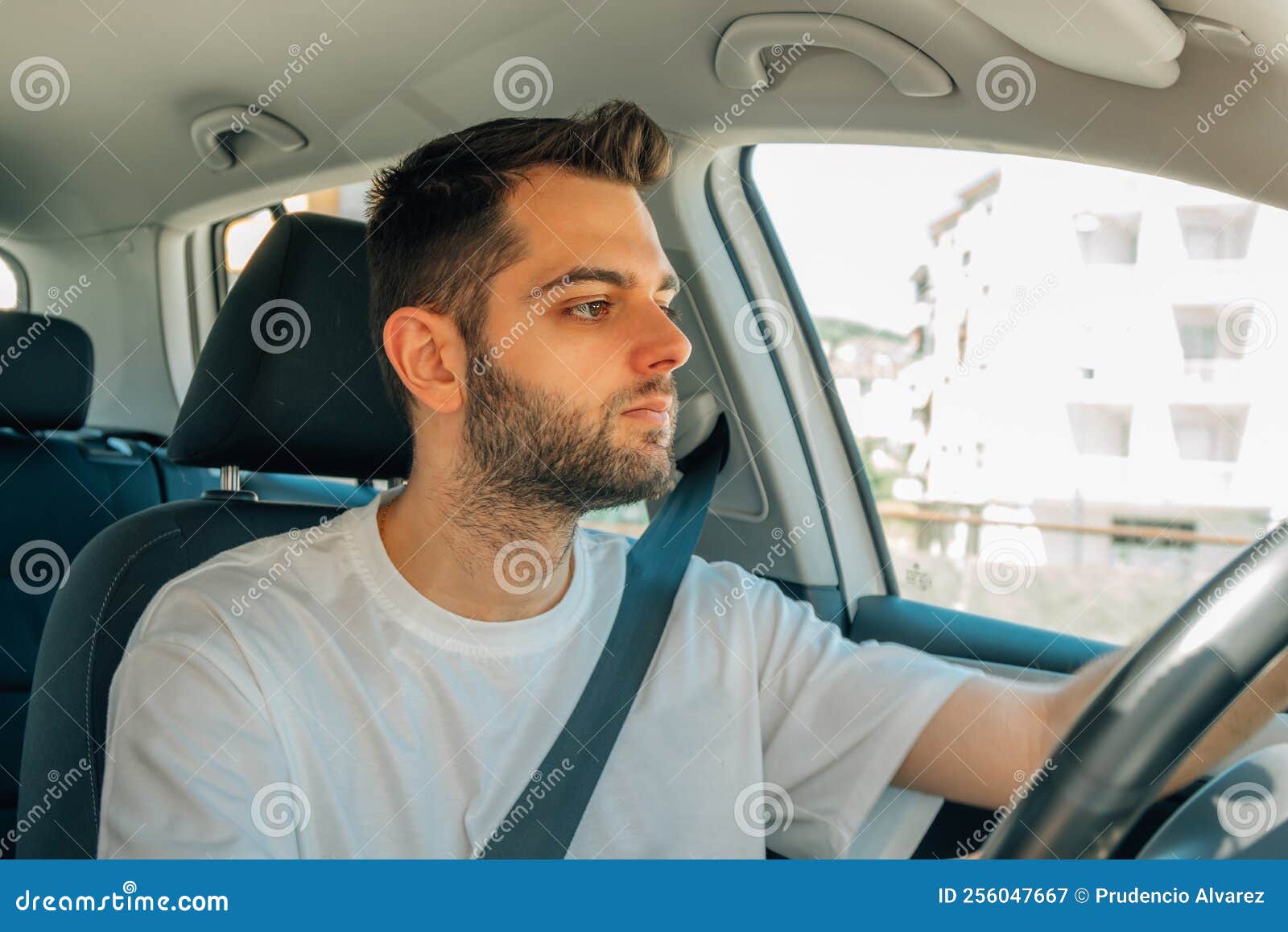 Man Behind the Wheel of the Car Driving Stock Image - Image of speed ...