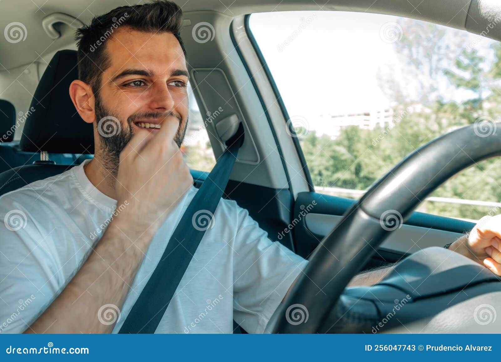 Man Behind the Wheel of the Car Driving Stock Image - Image of ...